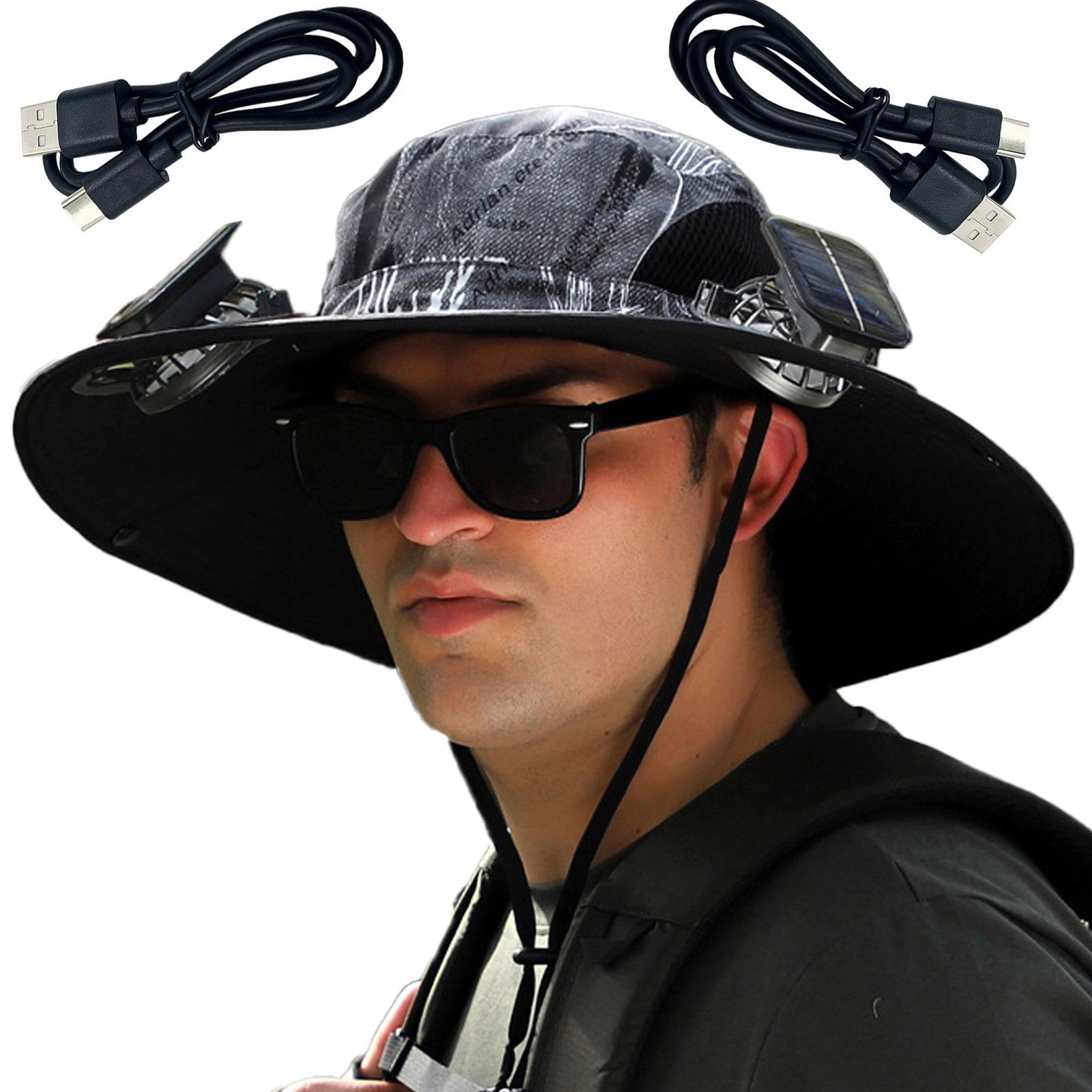 Sportteer Solar Powered Fan Hat Dual Power Supply Hat Outdoor Hat with ...