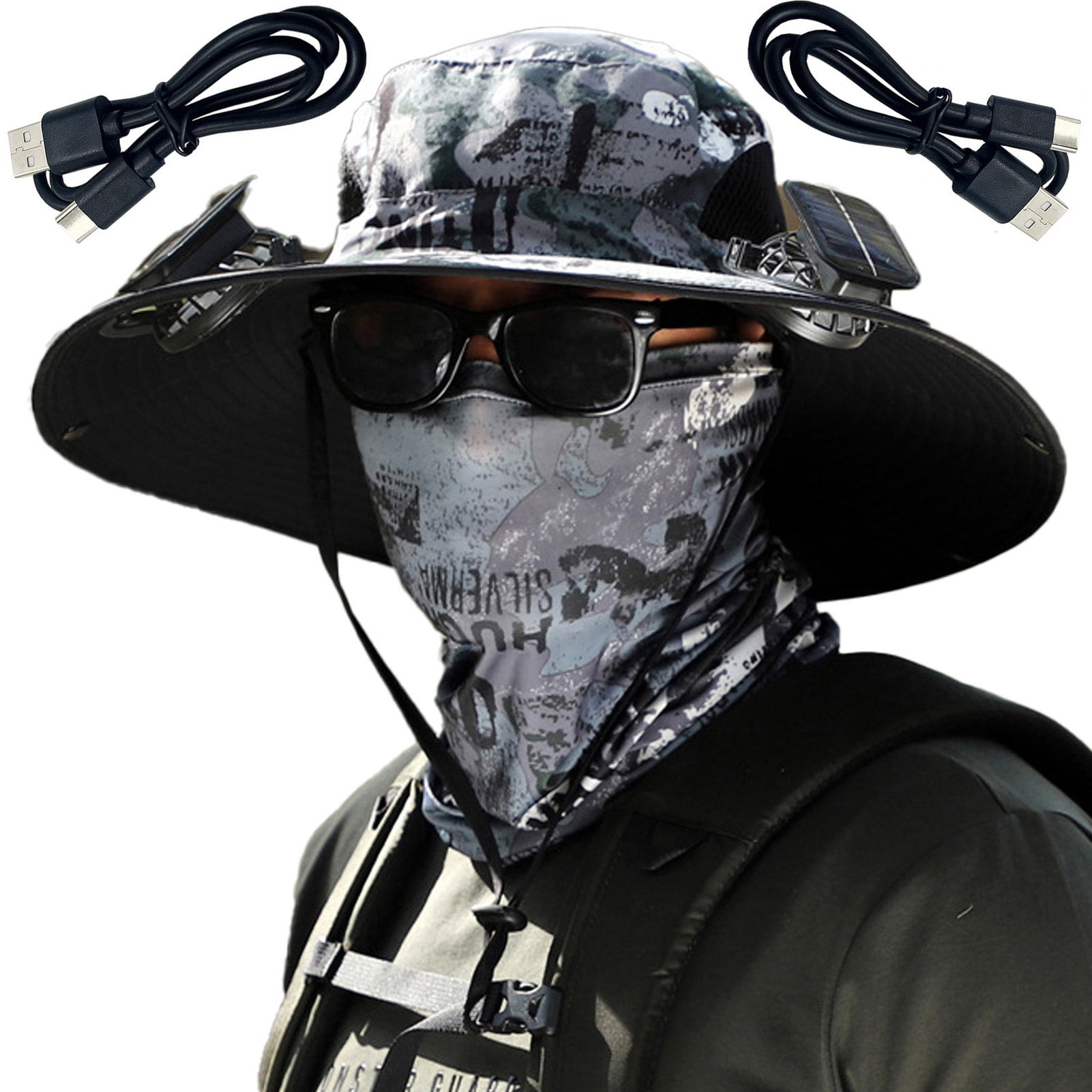 Sportteer Solar Powered Fan Hat Dual Power Supply Hat Outdoor Hat with ...