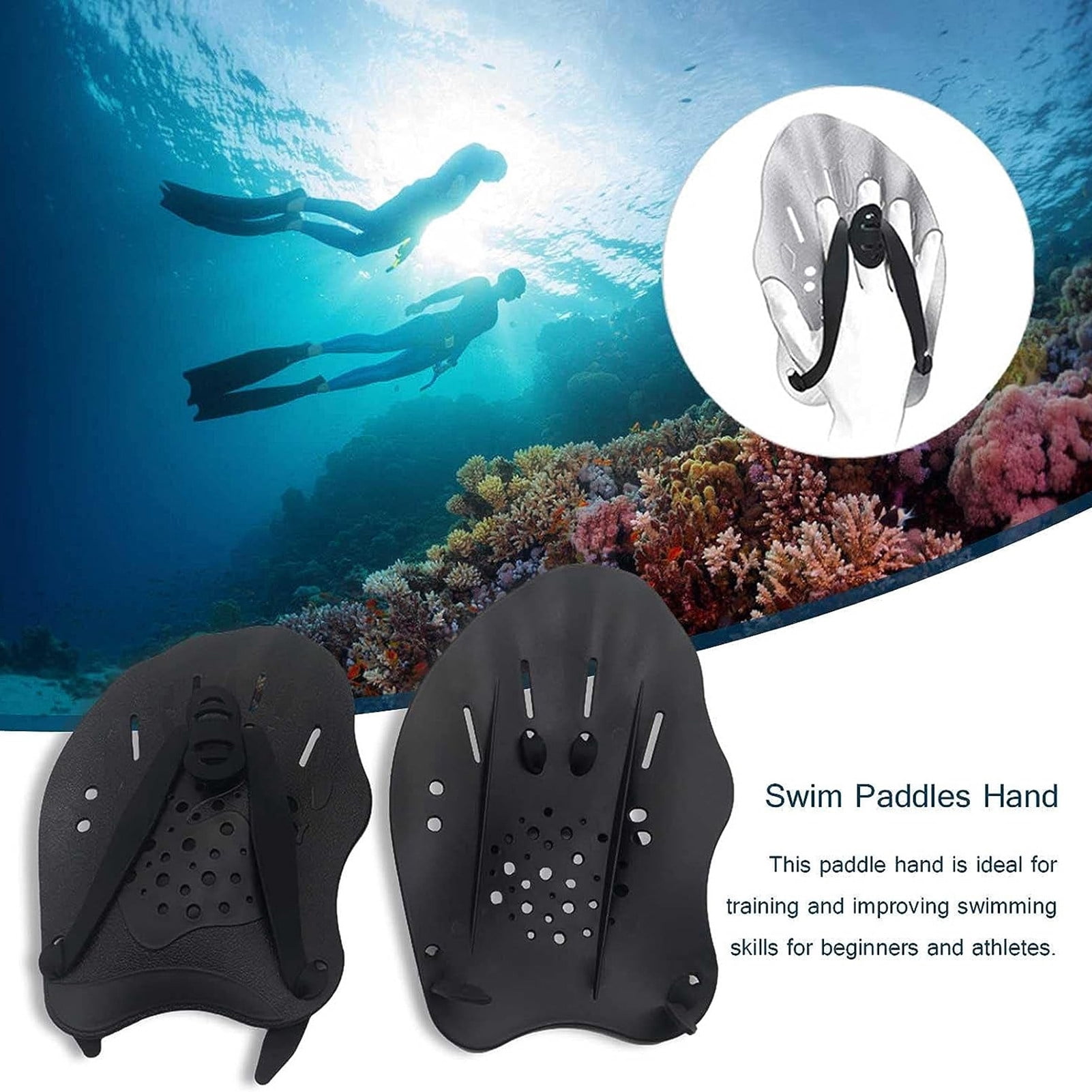 Sportteer Swim Hand Paddles Swim Training Tool 1 Pair Swim Training ...