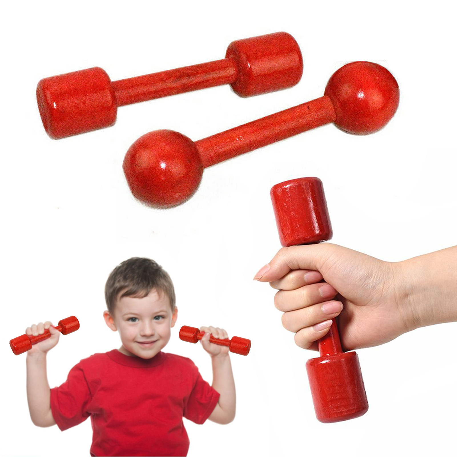 Sportteer Wooden Dumbbell Bumper Sound Dumbbell Children Fitness ...