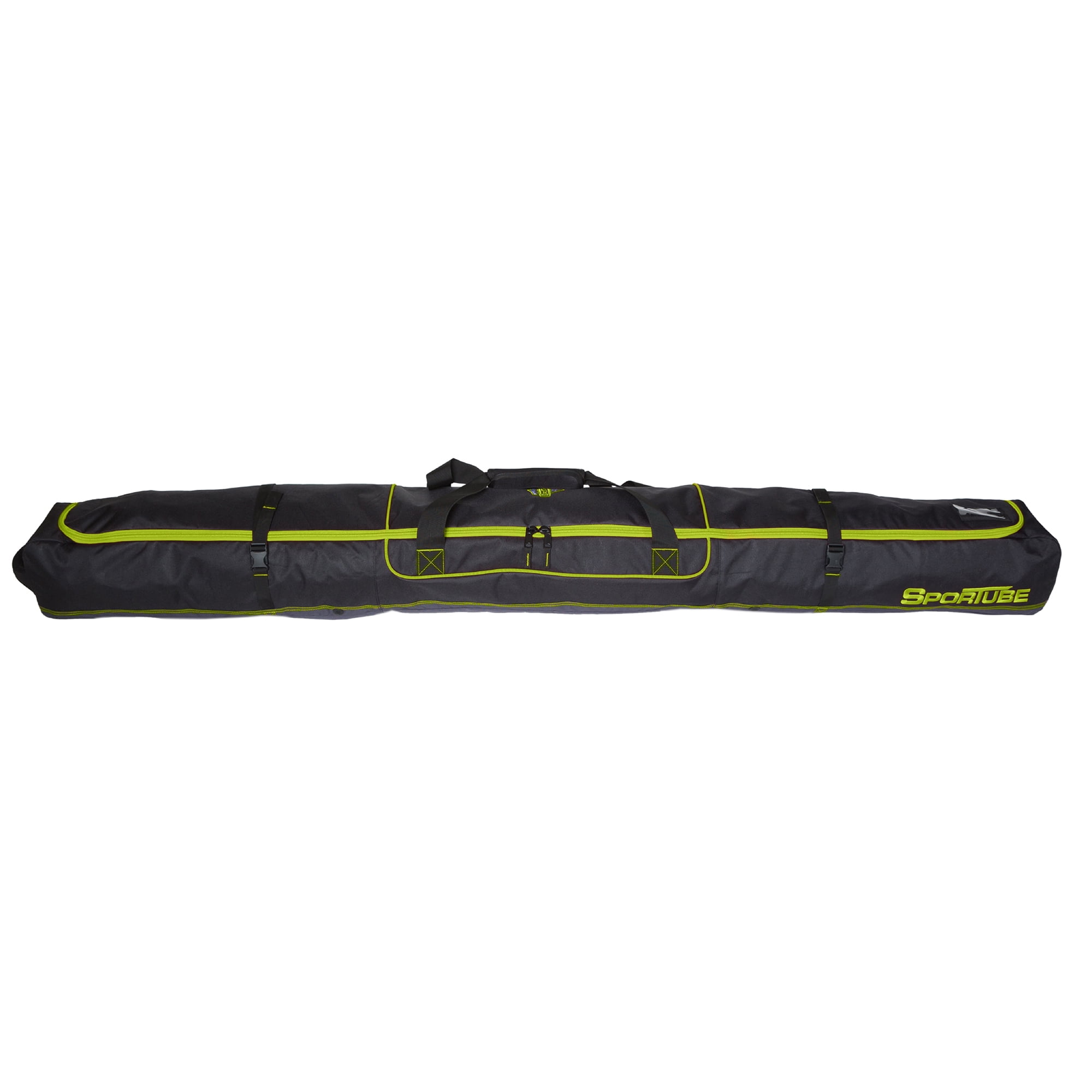 Sportube Traveler Padded 6 Foot Single Pair Ski & Pole Bag, Black/Green ...