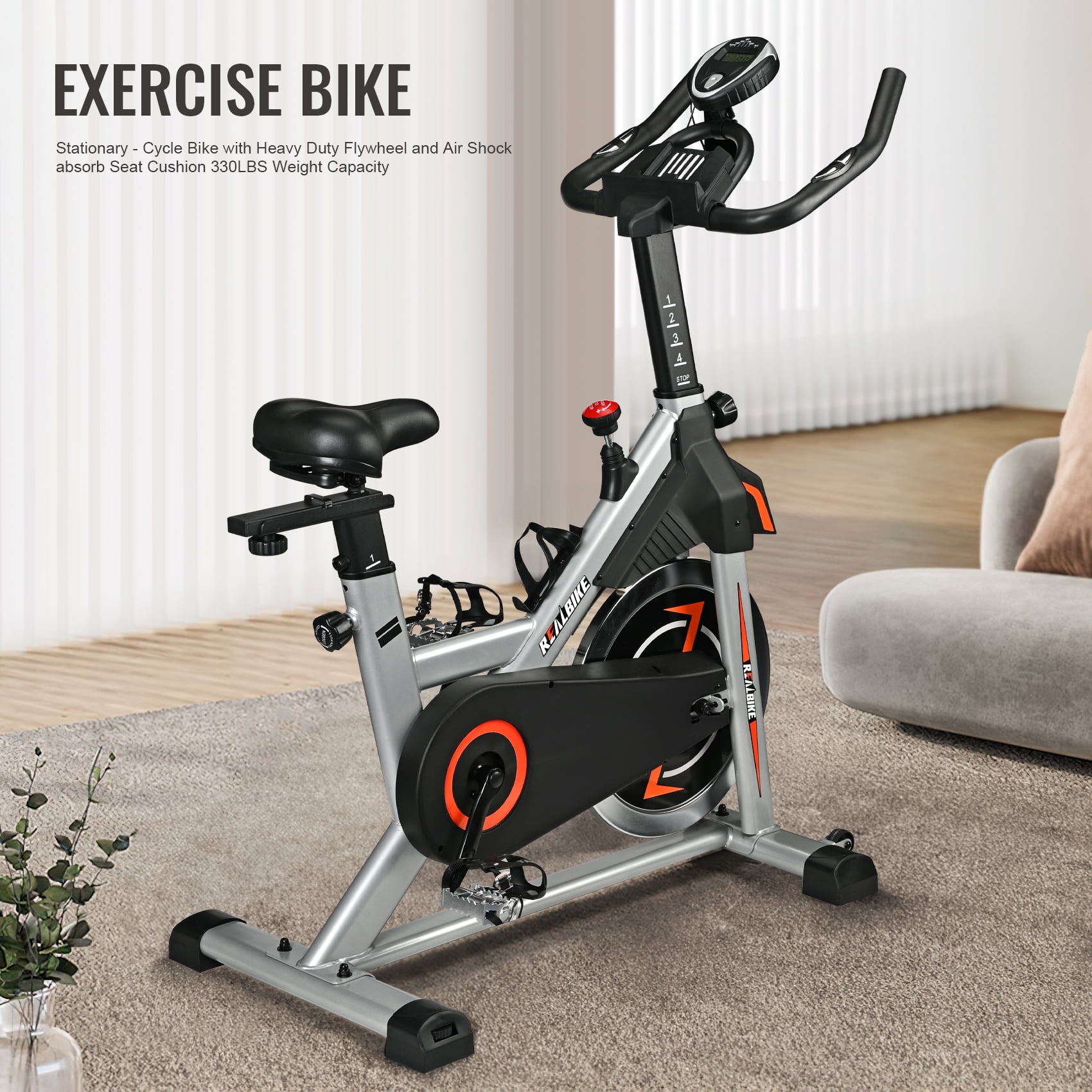 Sporty single item bike, stationary indoor bike for home gym, fitness ...