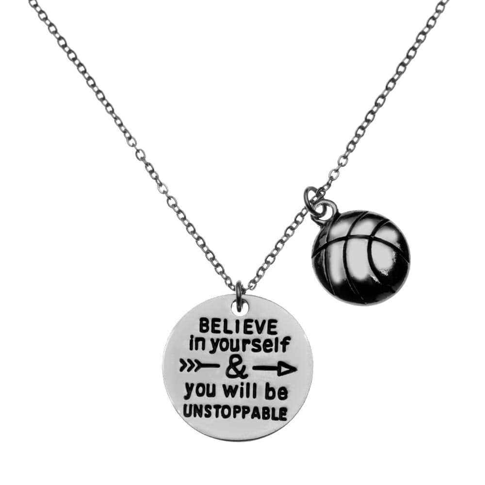 Sportybella Basketball Necklace, Basketball Believe in Yourself & You ...