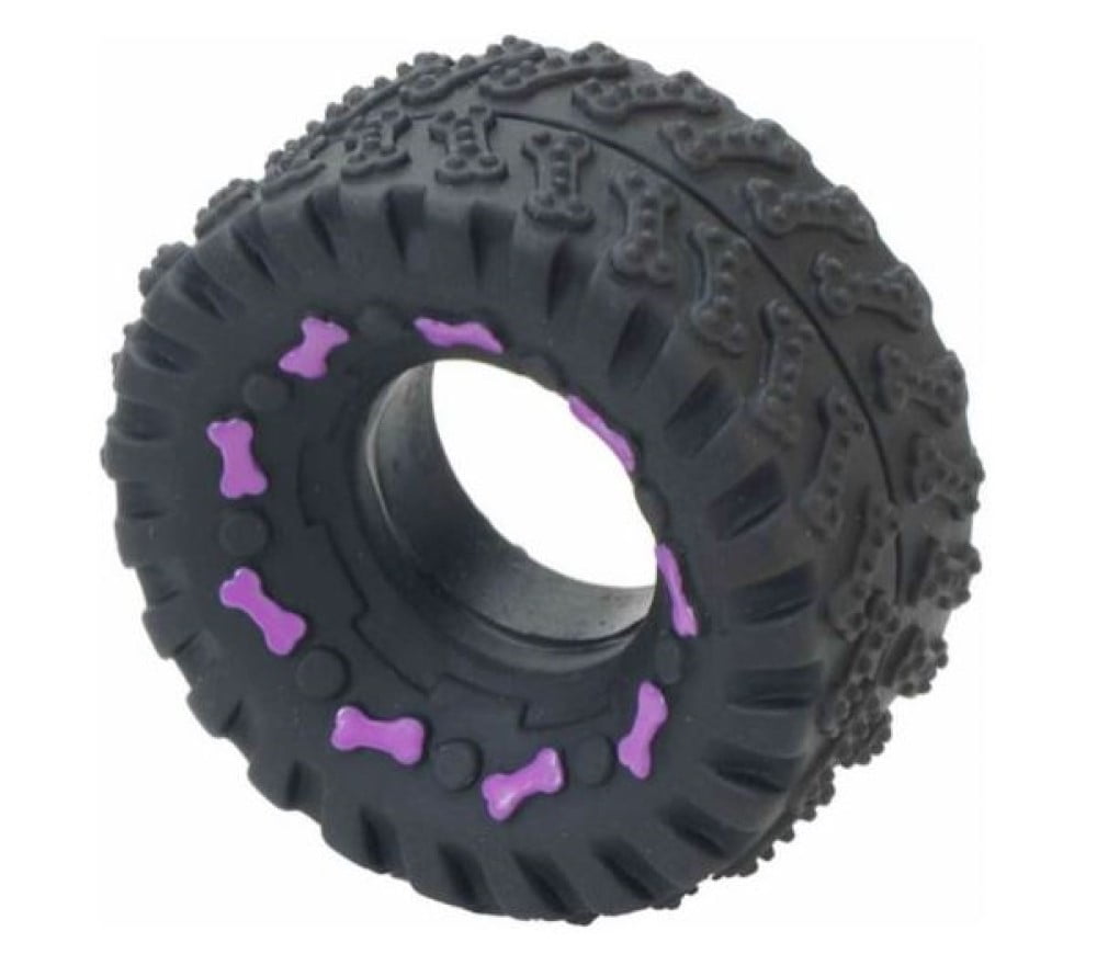 Spot 4739 3.5" Vinyl Tire Squeaky Rubber Dog Toy - Assorted Bone Design ...