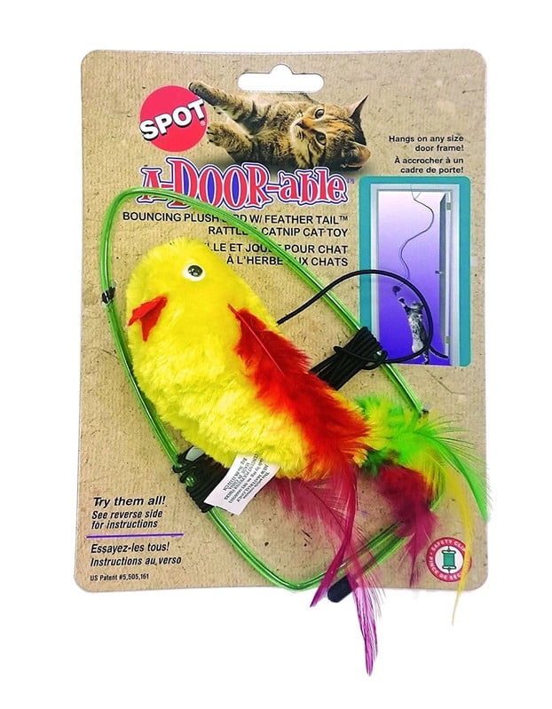 Spot A-Door-Able Bouncing Plush Bird with Feather Tail Cat Toy ...