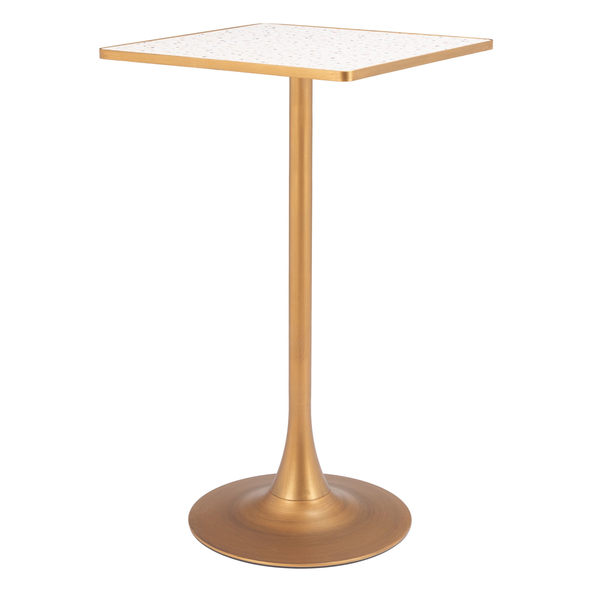 Spot Bar Table Beige & Gold Bar Table, Modern Style, Faux Terrazzo MDF ...