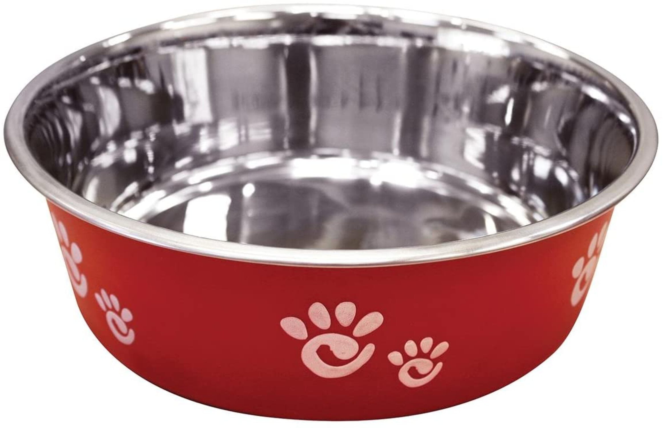 Spot Barcelona Stainless Steel Paw Print Dog Bowl Raspberry 64 oz ...