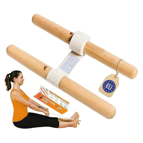 Spot Beech Wood Handle Resistance Band Portable Stretching Stick Yoga ...