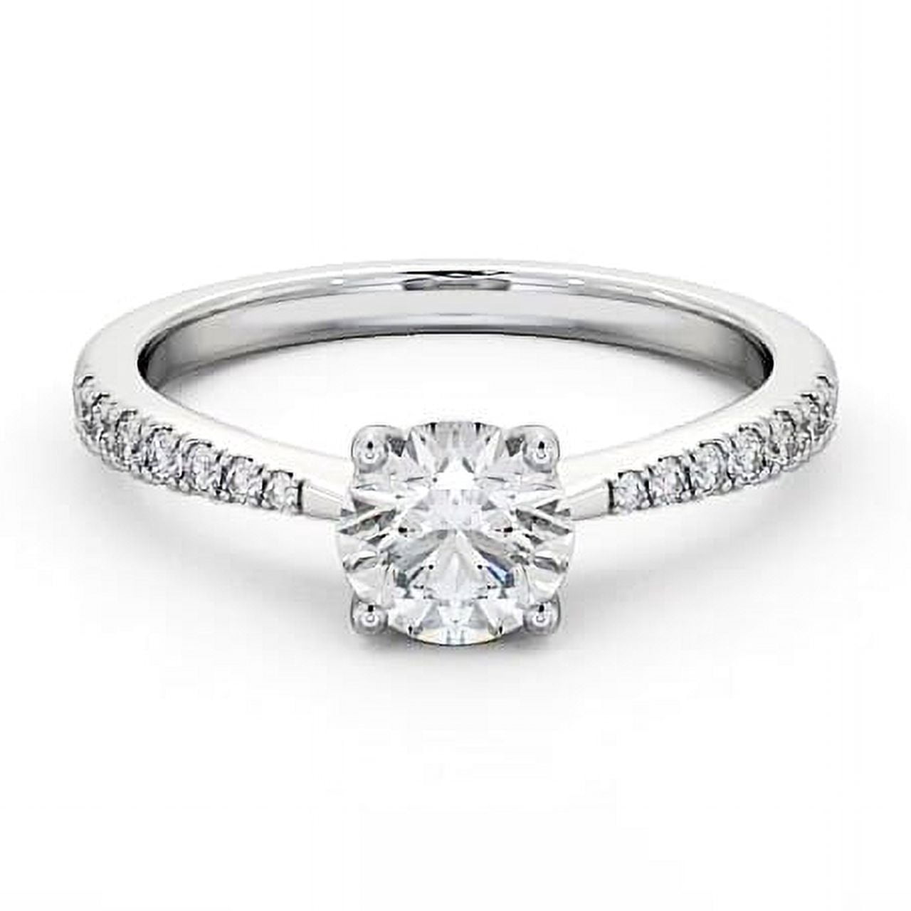 Spot Jewel 1.1 Ct Round Cut Solitaire with Accent Diamond Ring – 14K ...