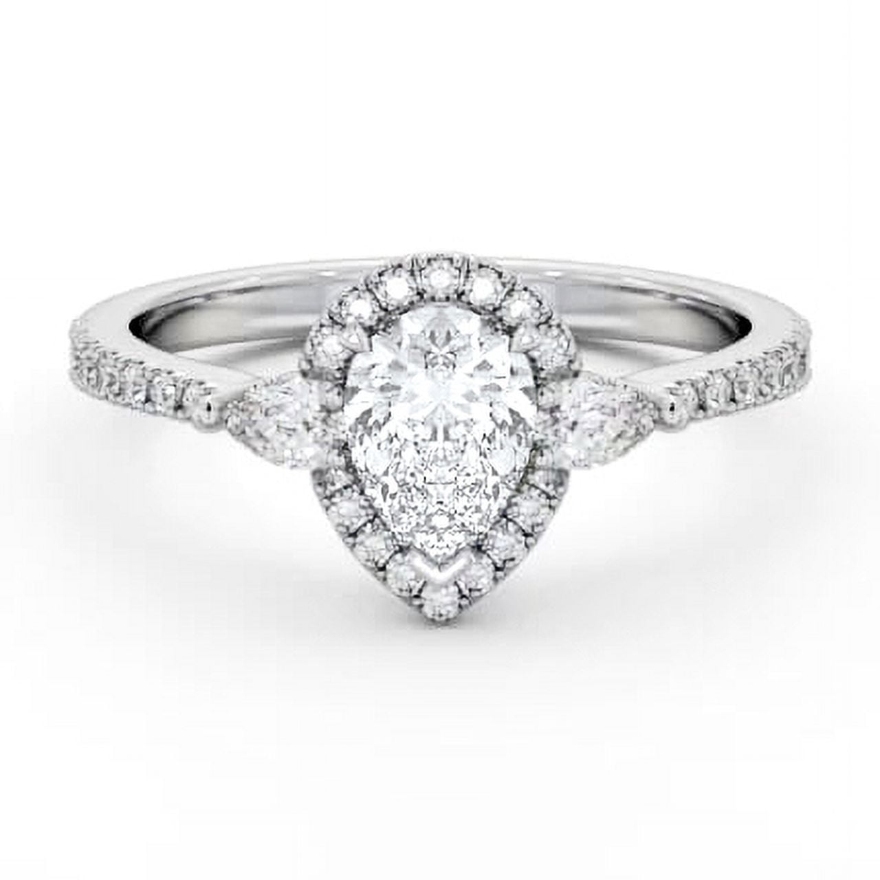 Spot Jewel 1.6 Ct Pear Cut Lab Created Diamond Ring – 14K White Gold ...