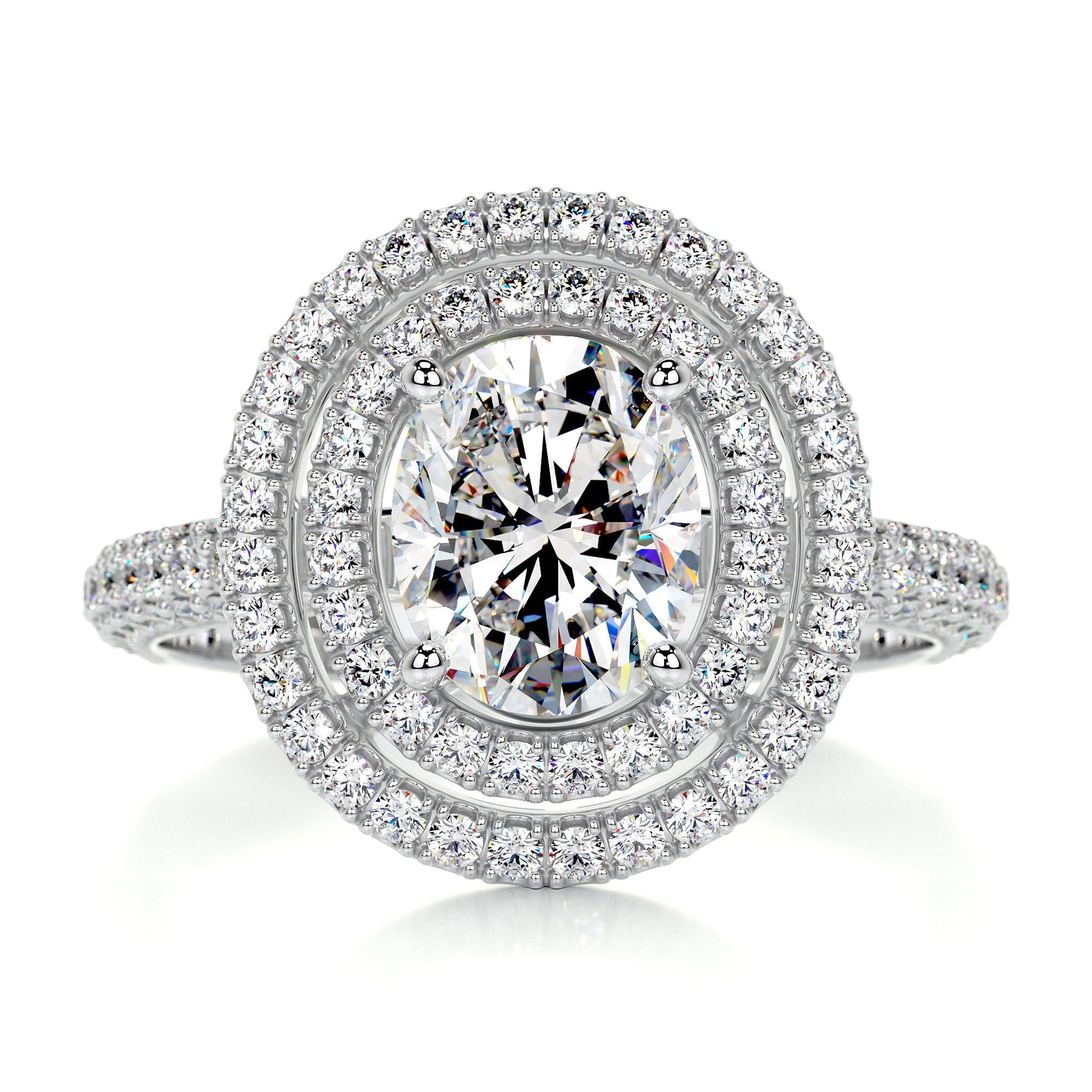Spot Jewel 1.7 Ct Oval Cut Diamond Double Halo Wedding Rings - Lab ...