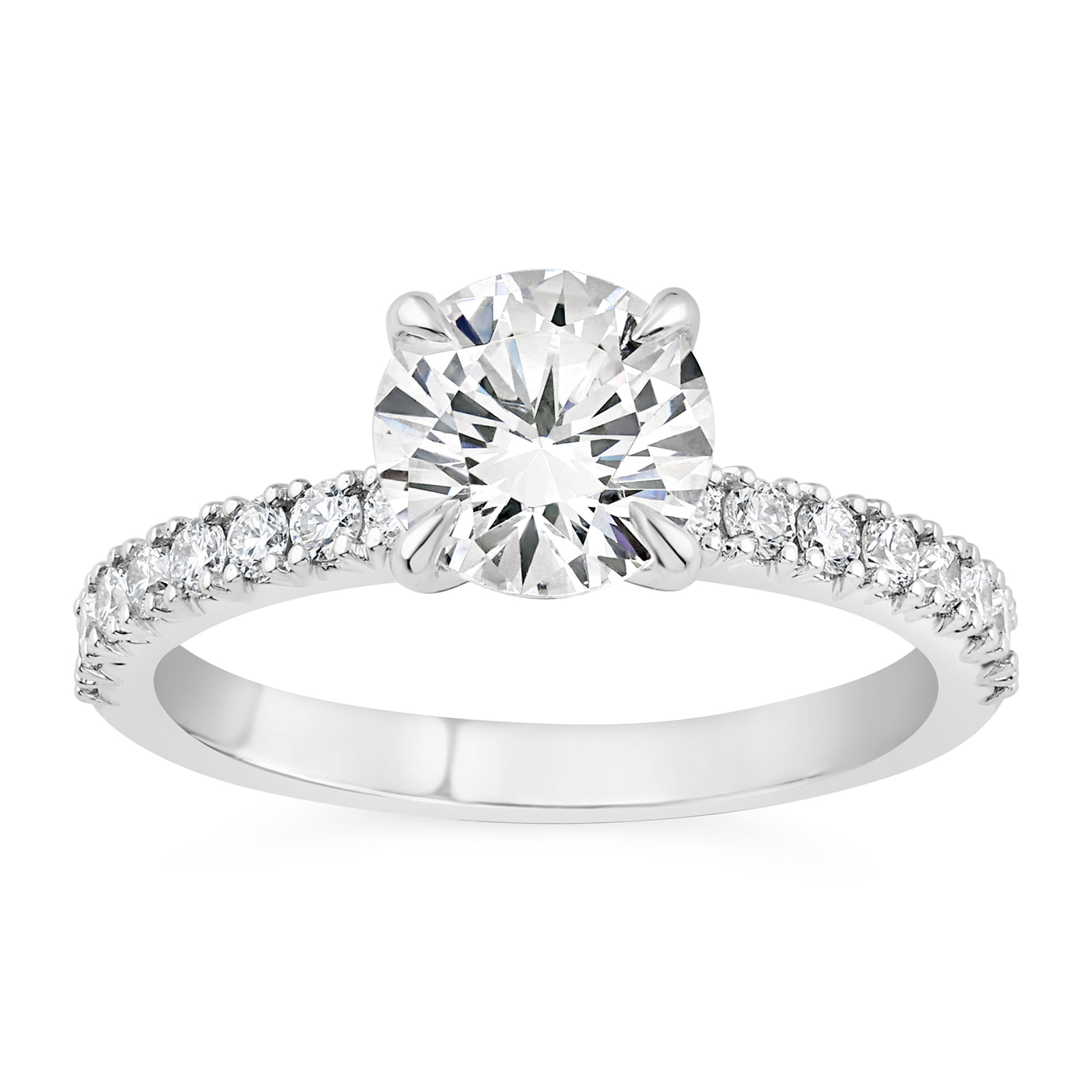 Spot Jewel 1.8 Ct Round Cut Lab Diamond Ring - 14K White Gold Plated ...