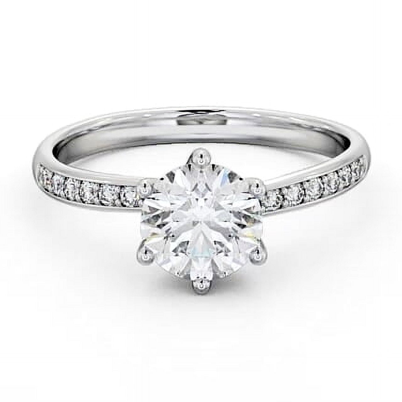 Spot Jewel 1.8 Ct Round Cut Solitaire with Accent Diamond Ring – 14K ...