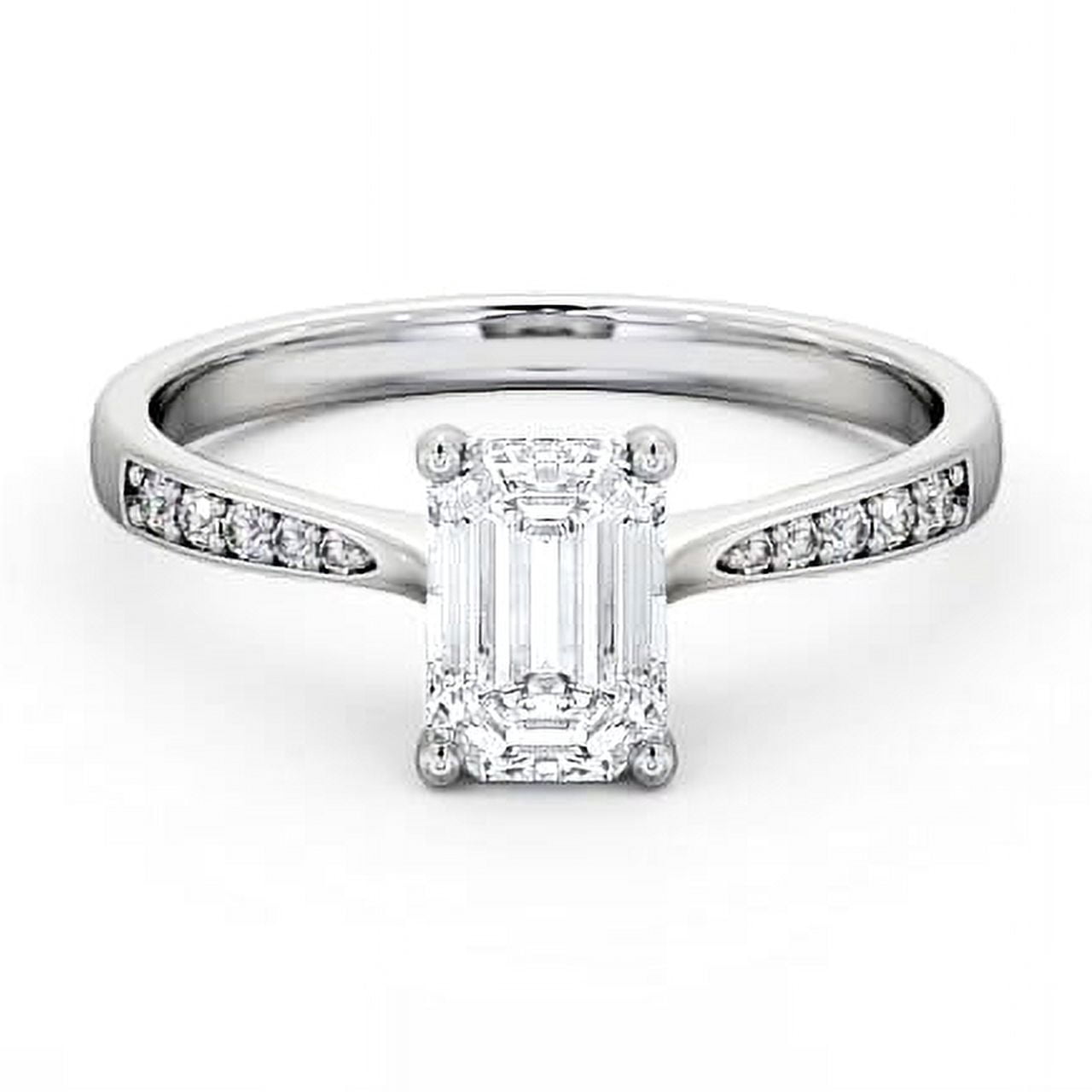 Spot Jewel 1.9 Ct Excellent Emerald Cut Solitaire with Accent Diamond ...