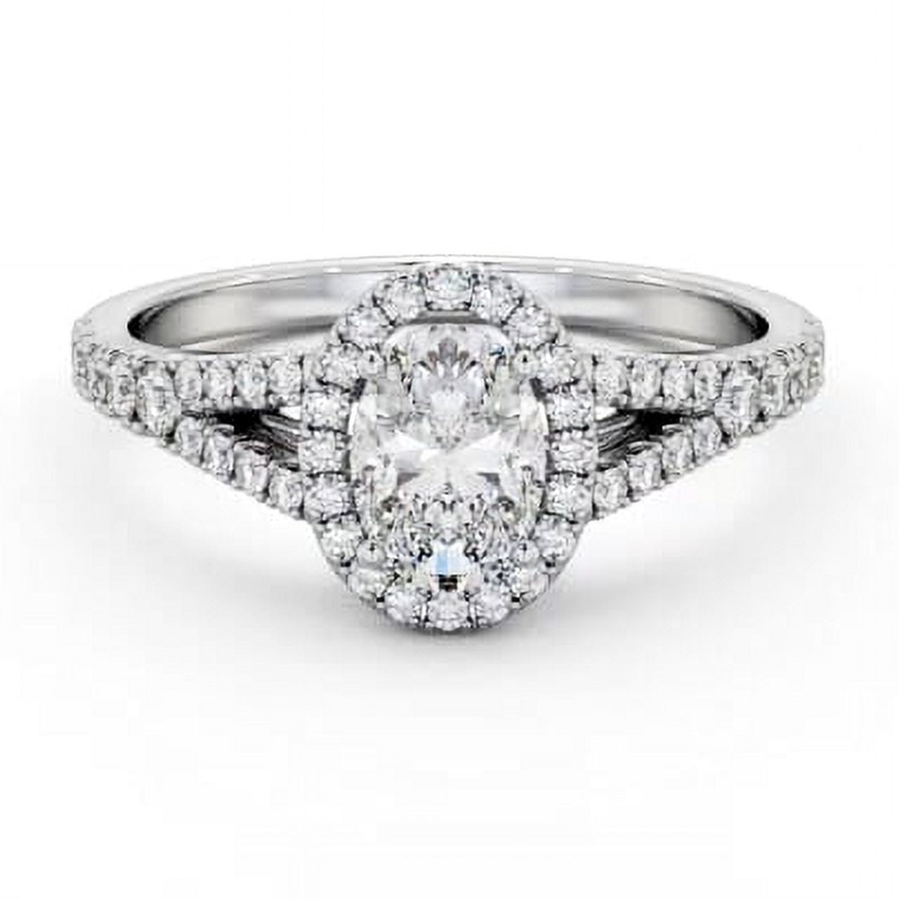 Spot Jewel 14K White Gold Plated 1.8 Ct Oval Cut Solitaire with Accents ...