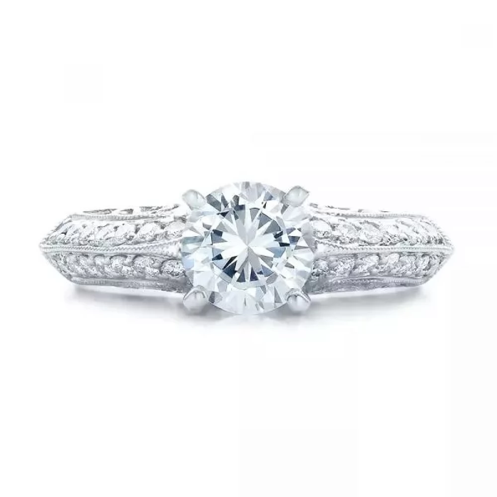 Spot Jewel 14k White Gold Plated Ring - 1.9 Ct Round Cut Diamond Ring ...