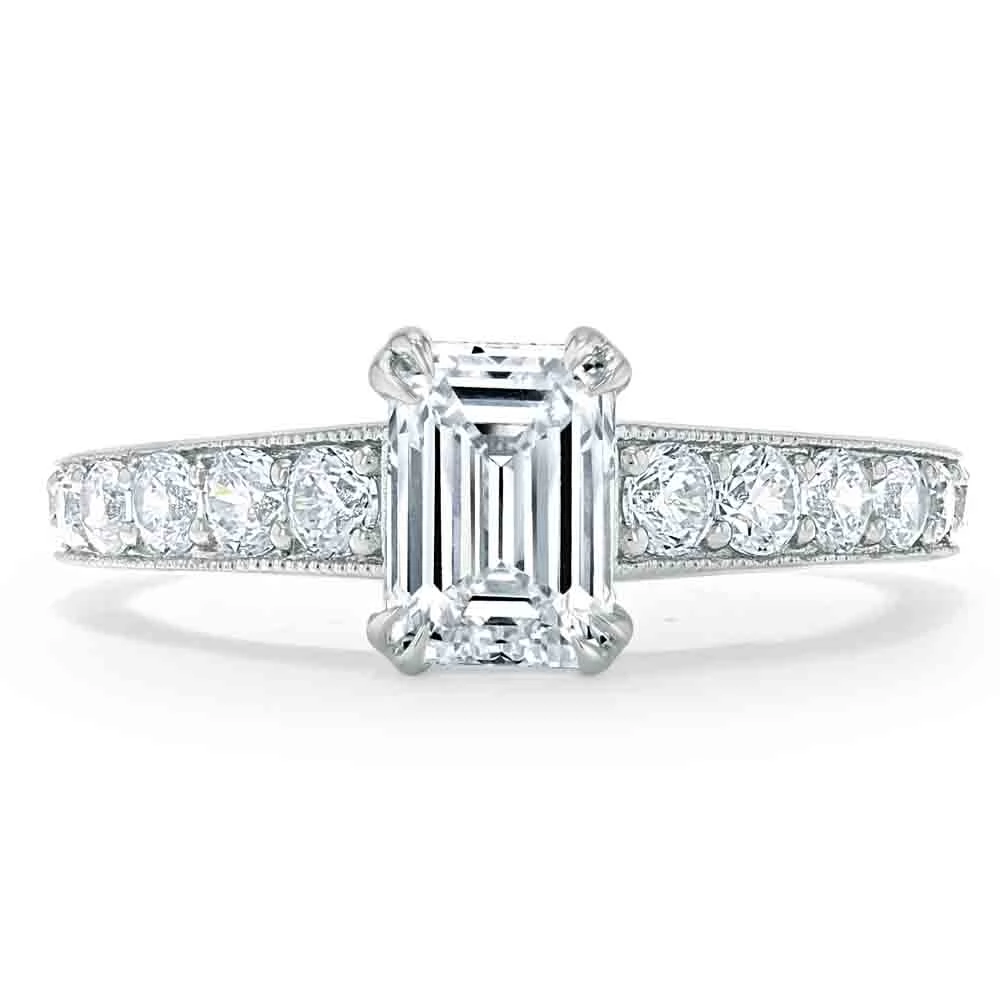 Spot Jewel 2.1 Ct Emerald Cut Diamond Ring for Her - 14K White Gold ...