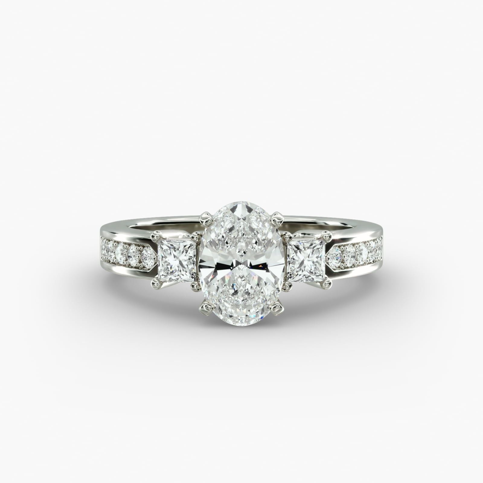 Spot Jewel 2.3 Ct Oval Cut Diamond Ring - 14K White Gold Plated Ring ...