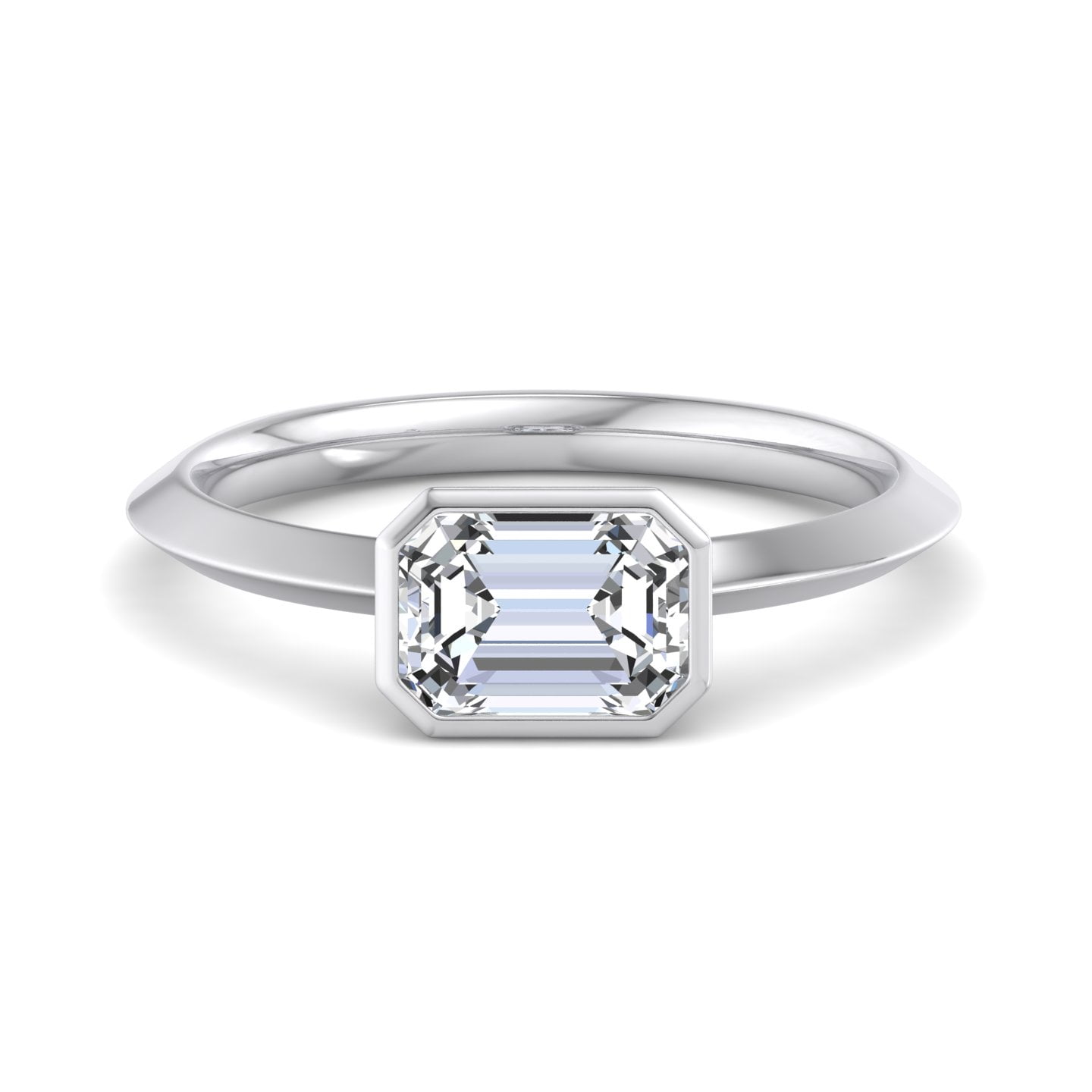 Spot Jewel East West Solitaire Engagement Wedding Bezel Set Diamond ...