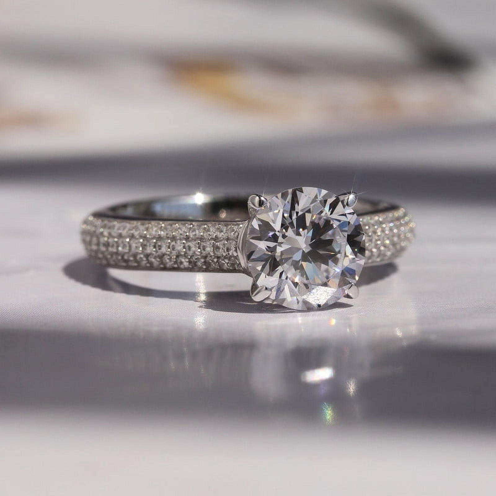 Spot Jewel White Gold Plated 14K Diamond Ring - Princess Cut Excellent ...
