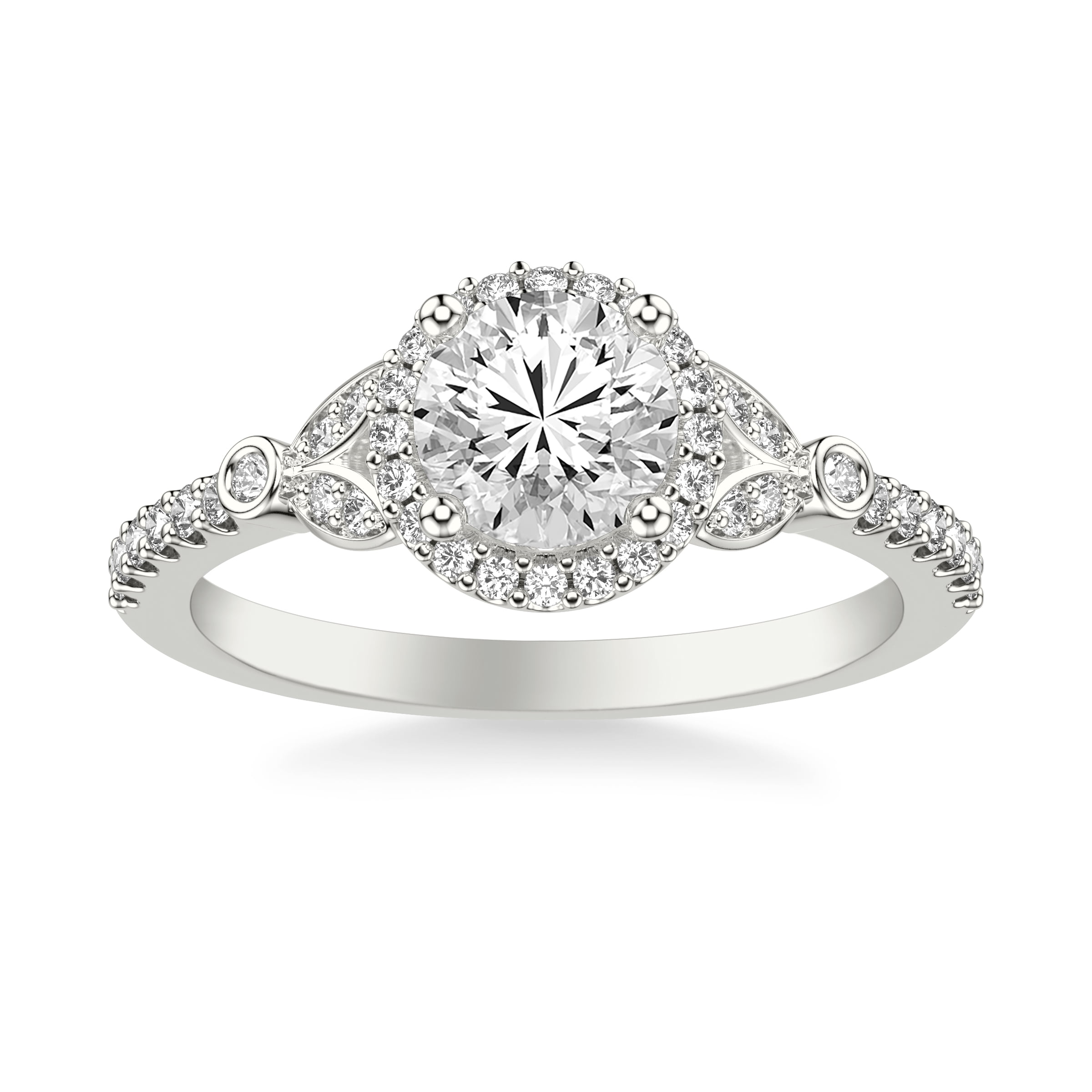 Spot Jewelry 1.7 Ct Round Cut Moissanite Ring - 14K White Gold Plated ...