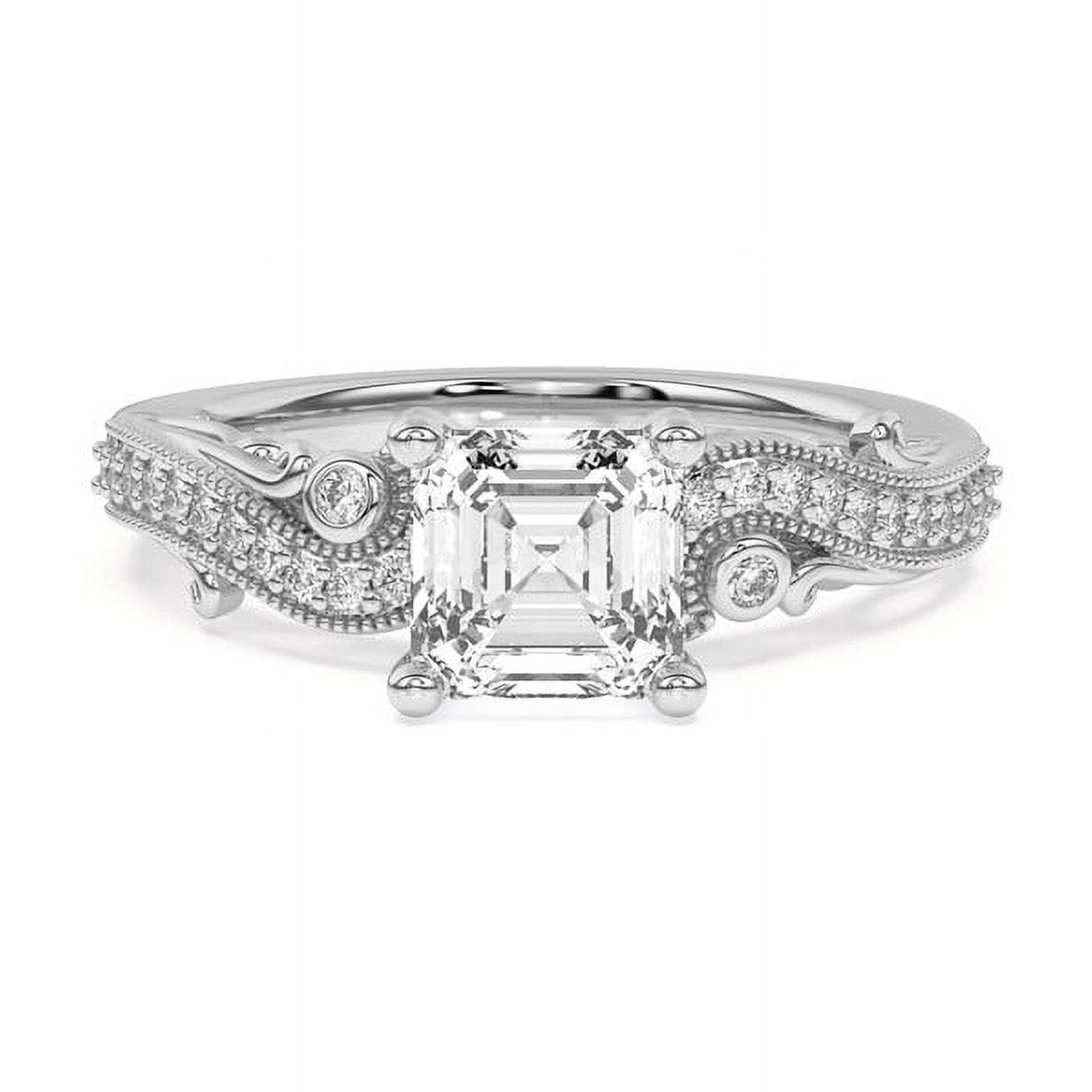 Spot Jewelry 1.8 Ct Asscher Cut Moissanite Engagement Ring - Vintage ...