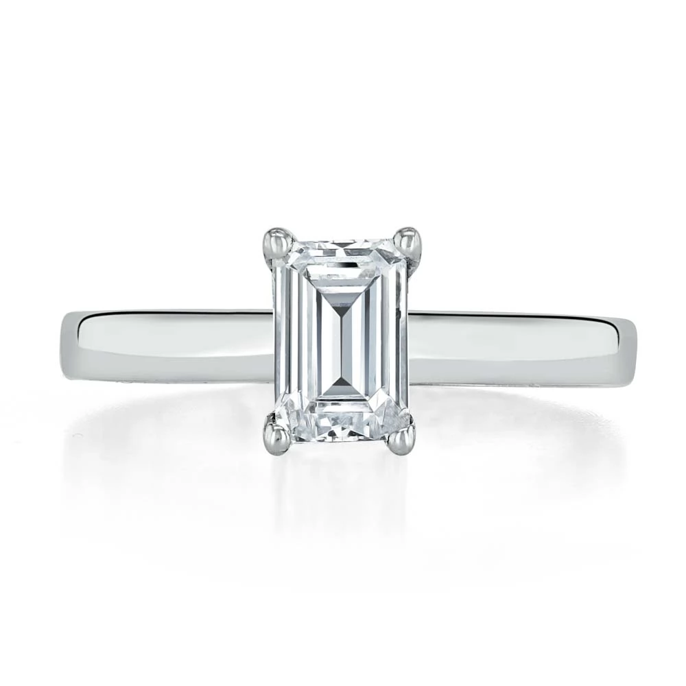 Spot Jewelry 1.8 Ct Emerald Cut Moissanite Solitaire Ring - 14K White ...