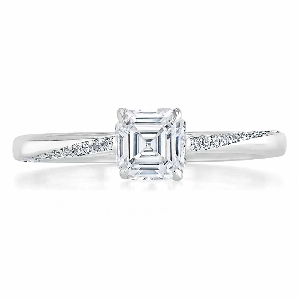 Spot Jewelry 1.9 Ct Asscher Cut Moissanite Ring for Her - 14K White ...