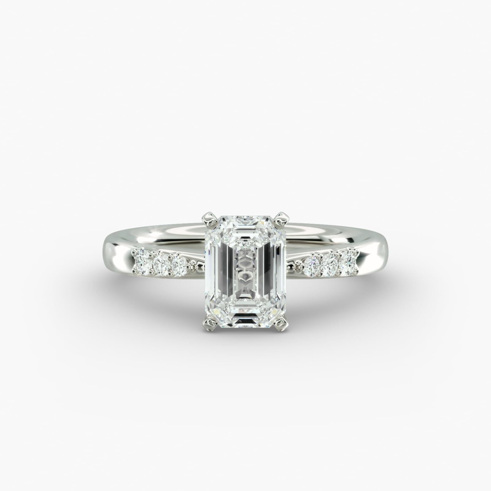 Spot Jewelry 1.9 Ct Emerald Cut Moissanite Ring - 14K White Gold Plated Ring - Anniversary ...