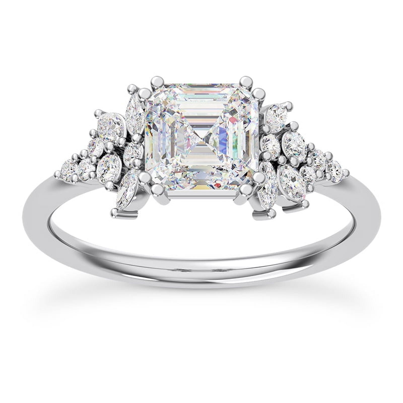 Spot Jewelry 14K White Gold Plated Engagement Ring - Graduated Mixed ...