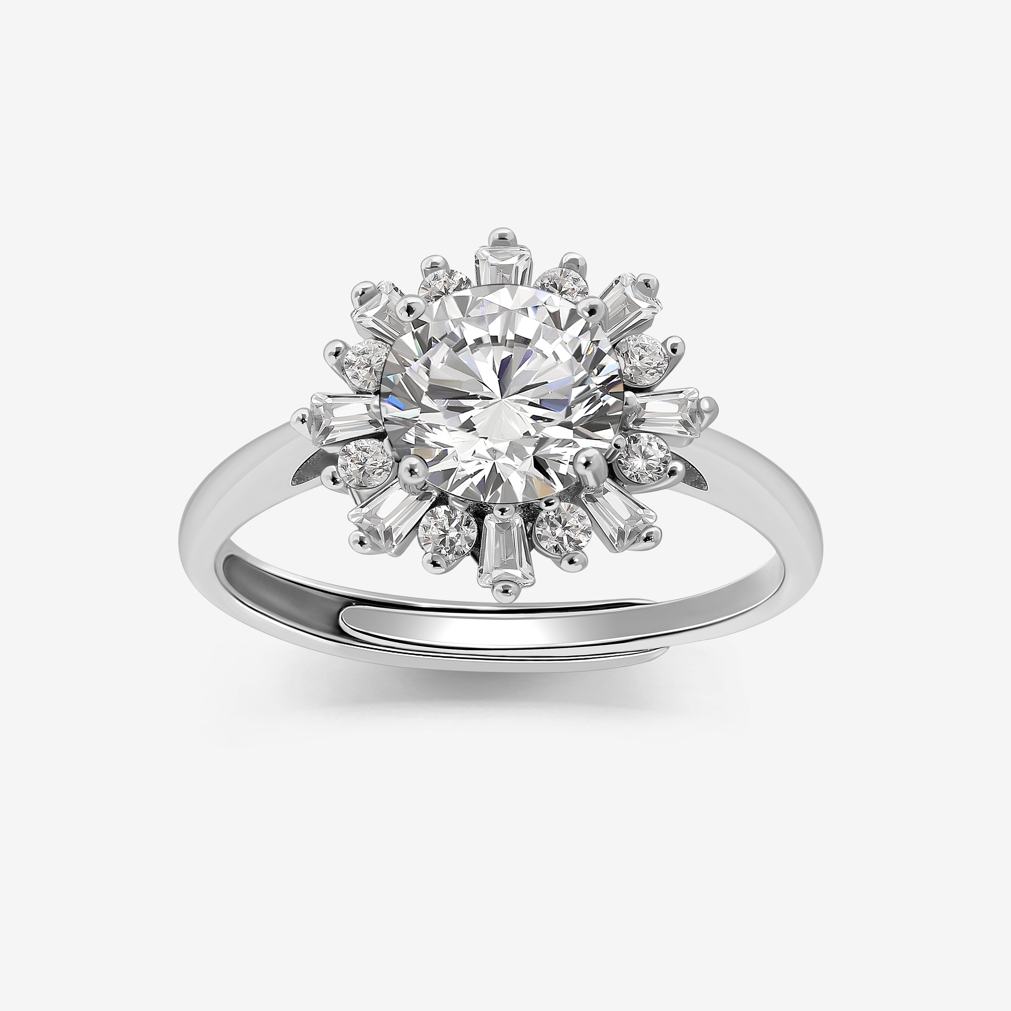 Spot Jewelry 14K White Gold Plated Ring - 2.1 Ct Round Cut Moissanite ...