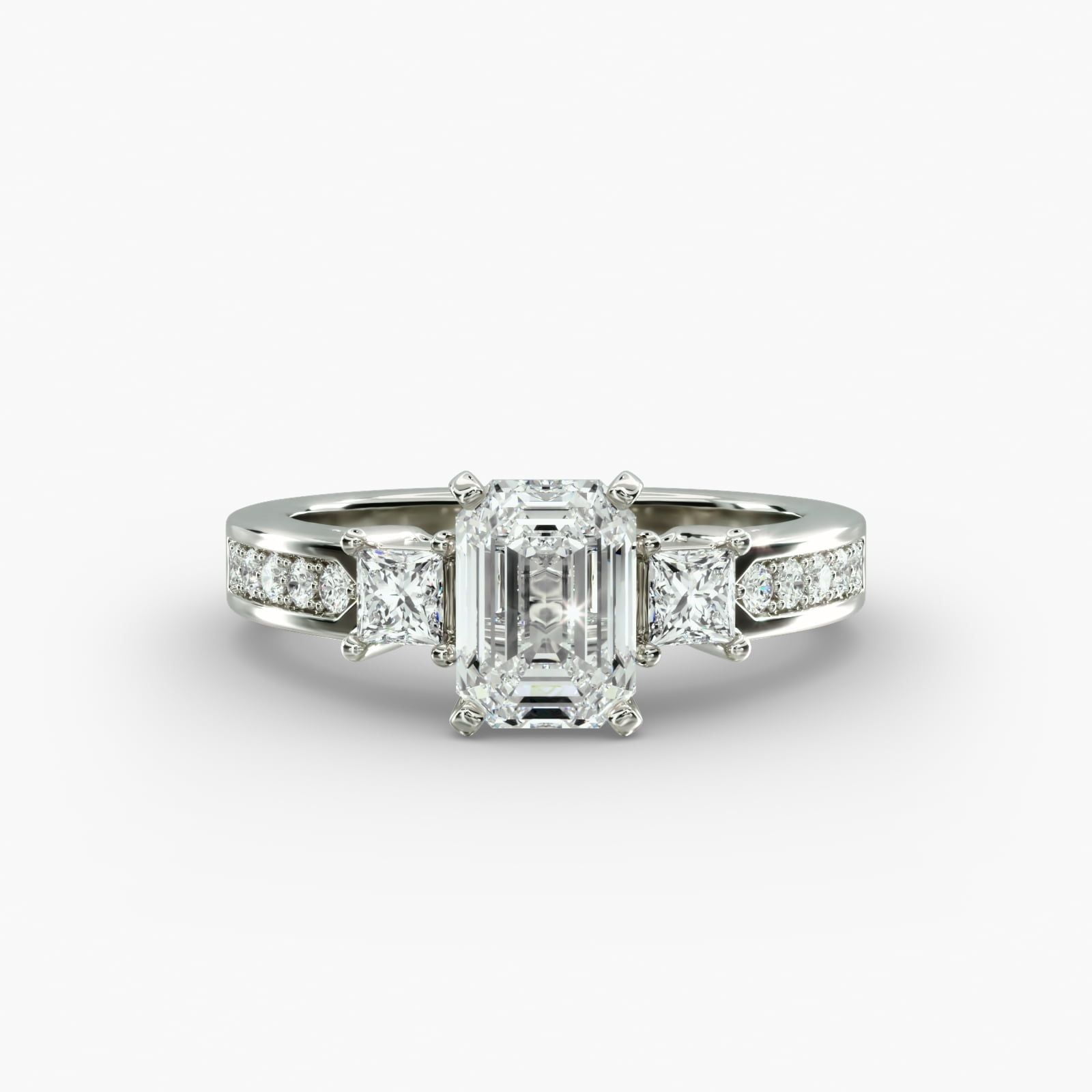 Spot Jewelry 14K White Gold Plated Ring - 2.3 Ct Emerald Cut Moissanite ...