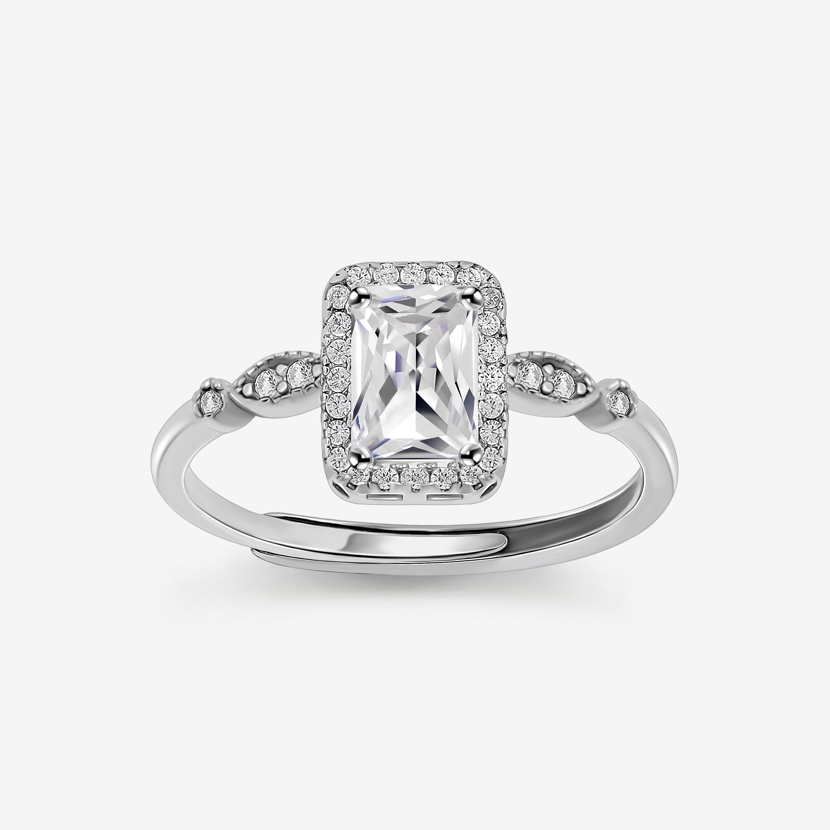 Spot Jewelry 14K White Gold Plated Ring - Emerald Cut 1.9 Ct Moissanite ...