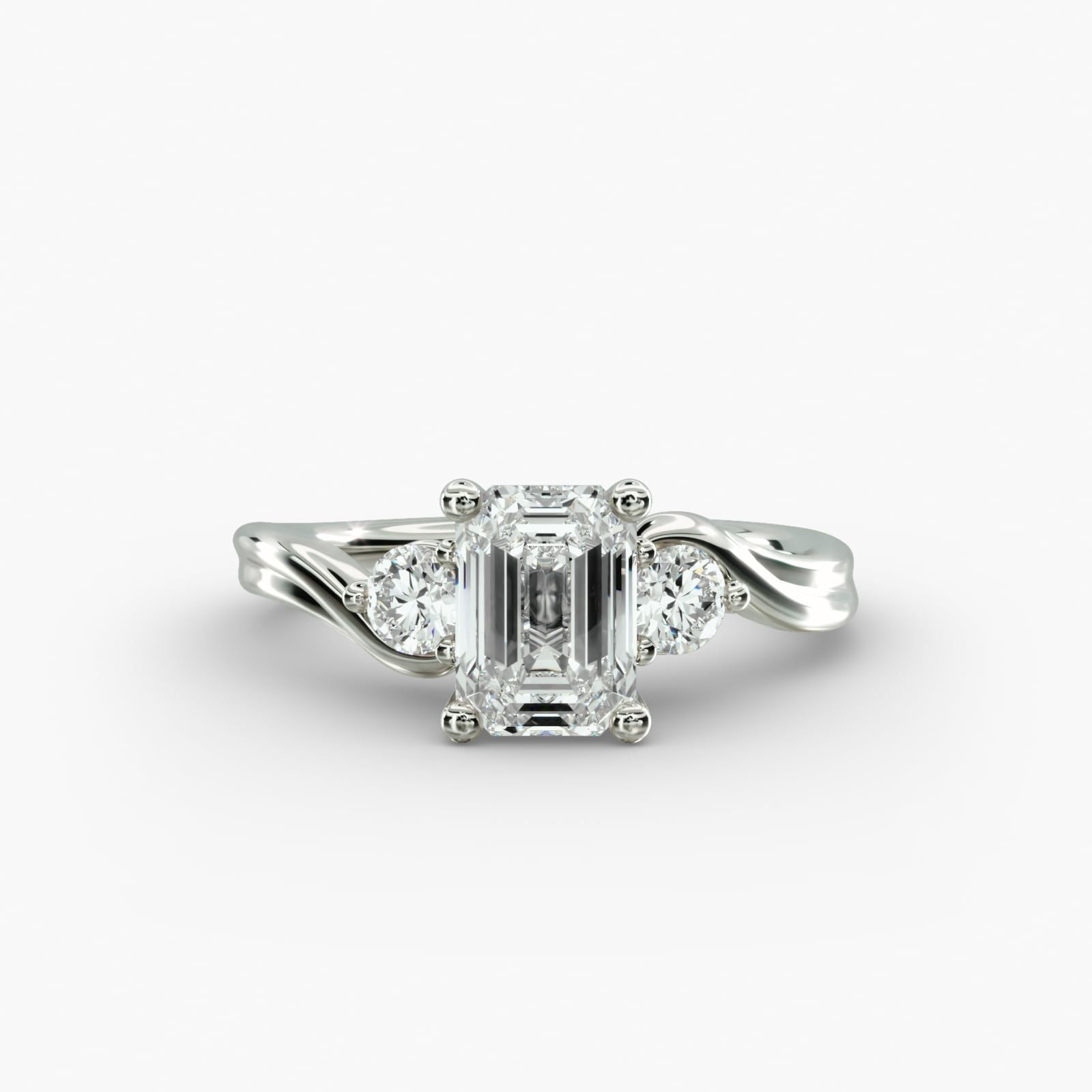 Spot Jewelry 14K White Gold Plated Rings - 2.3 Ct Emerald Cut ...
