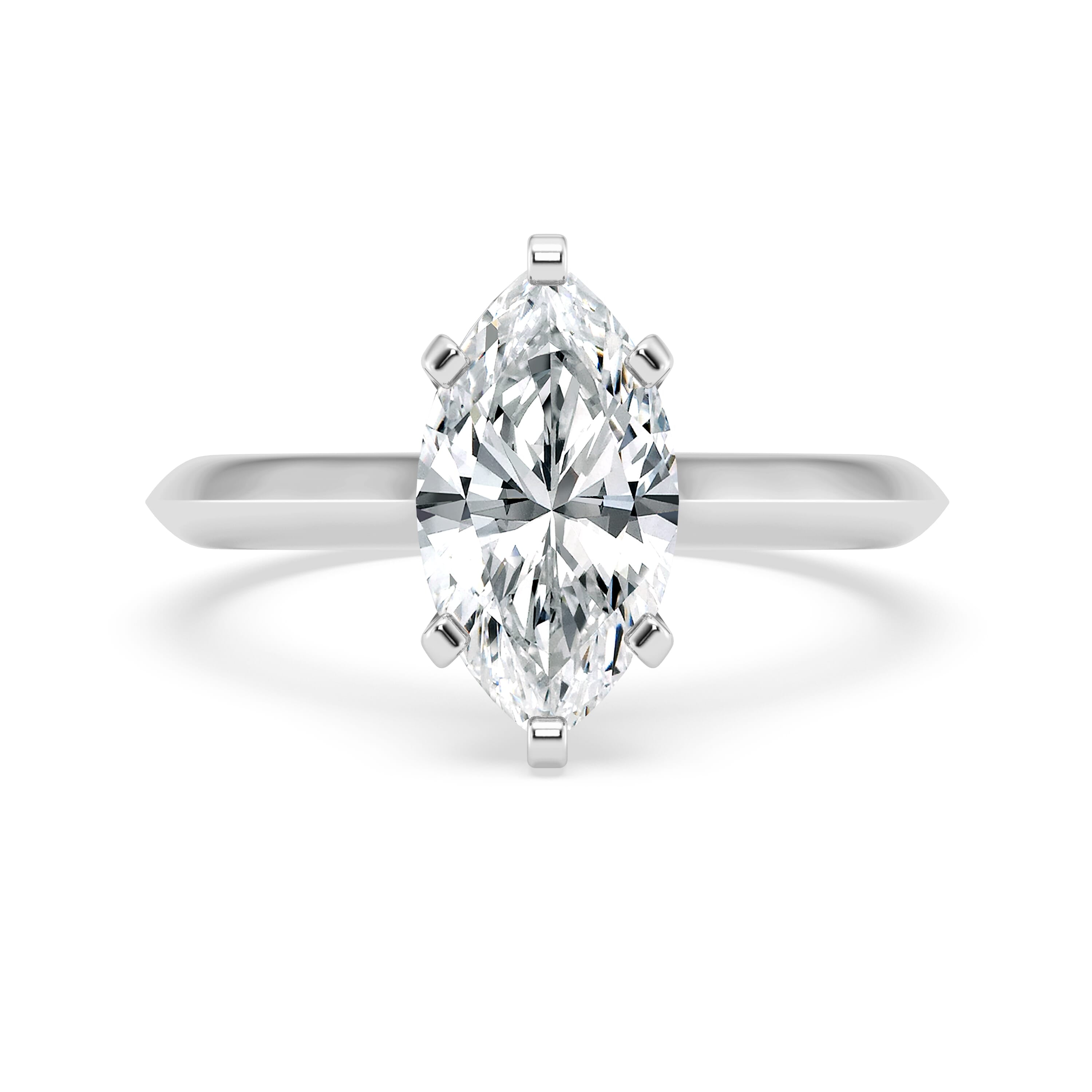 Spot Jewelry 2.2 Ct Marquise Cut Moissanite Solitaire Ring - 14K White Gold Plated Hidden Halo ...