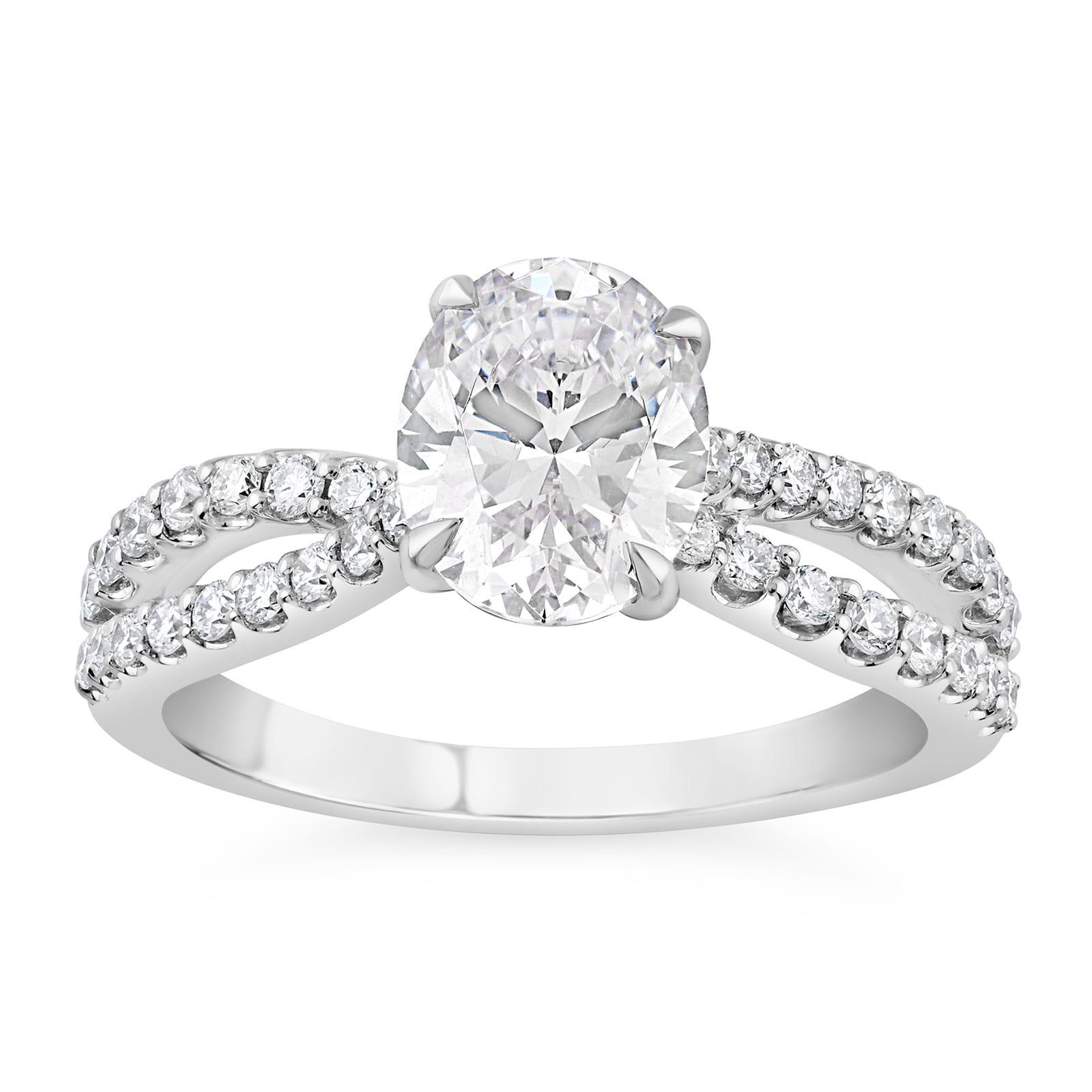 Spot Jewelry Oval Cut 1.7 Ct Moissanite Anniversary Ring - 14k Silver ...