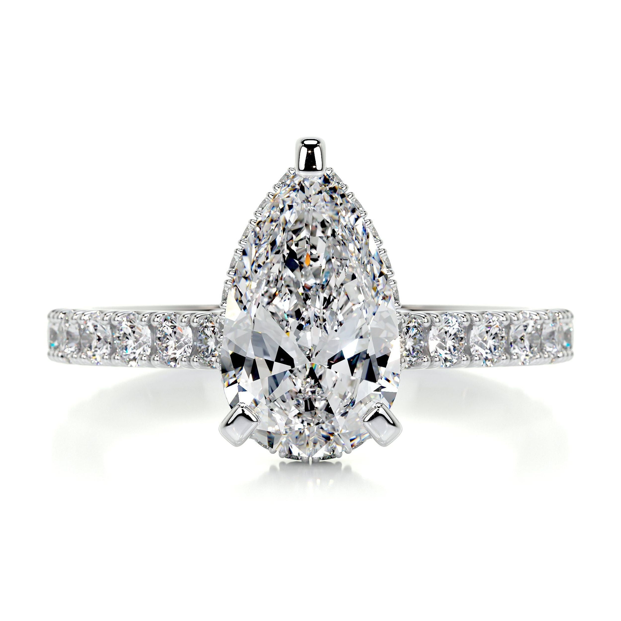 Spot Jewelry Romantic 2 Ct Pear Cut Hidden Halo Eternity Moissanite ...