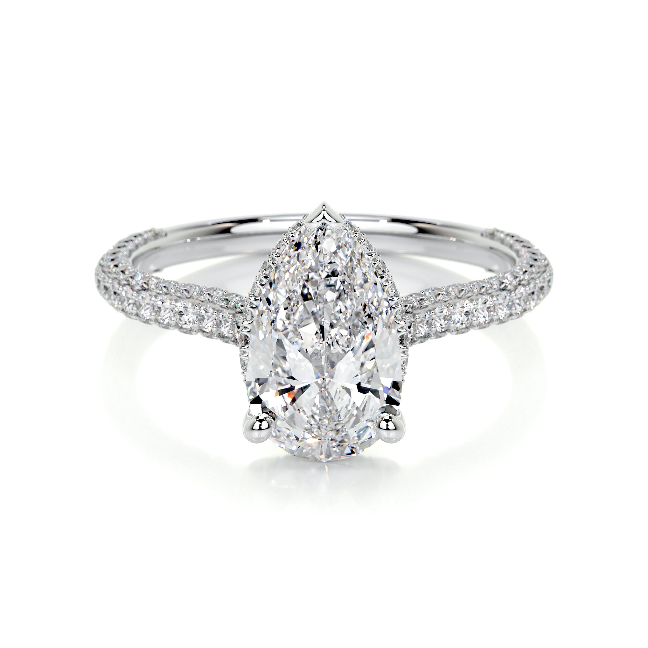 Spot Jewelry Unique 2.1 Ct Pear Cut Hidden Halo Eternity Band Moissanite Ring - Beautifully ...