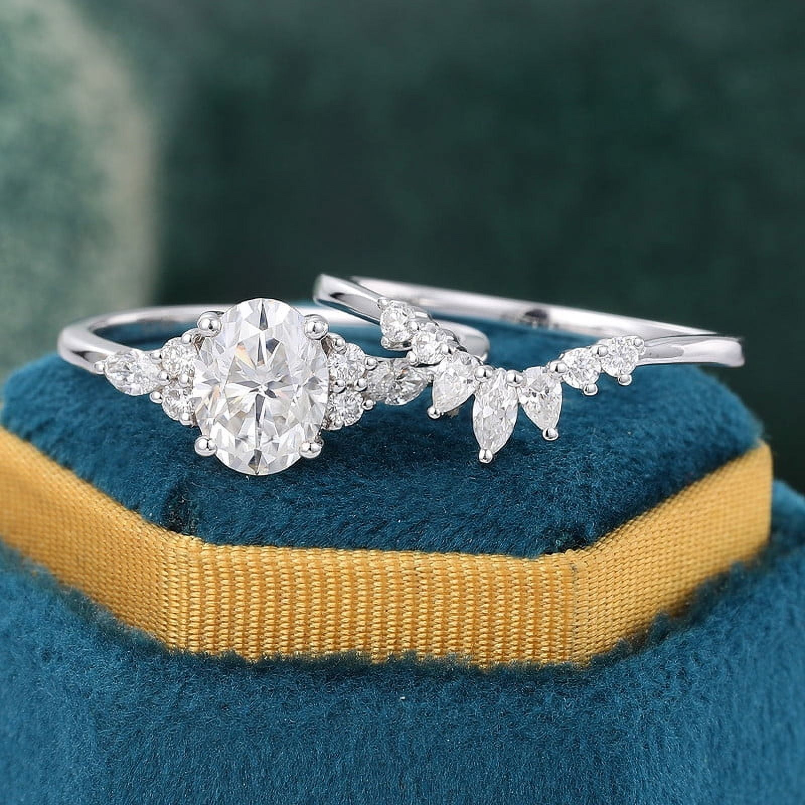 Spot Jewelry White Gold Plated 14K Diamond Rings for Her - Cushion Cut ...