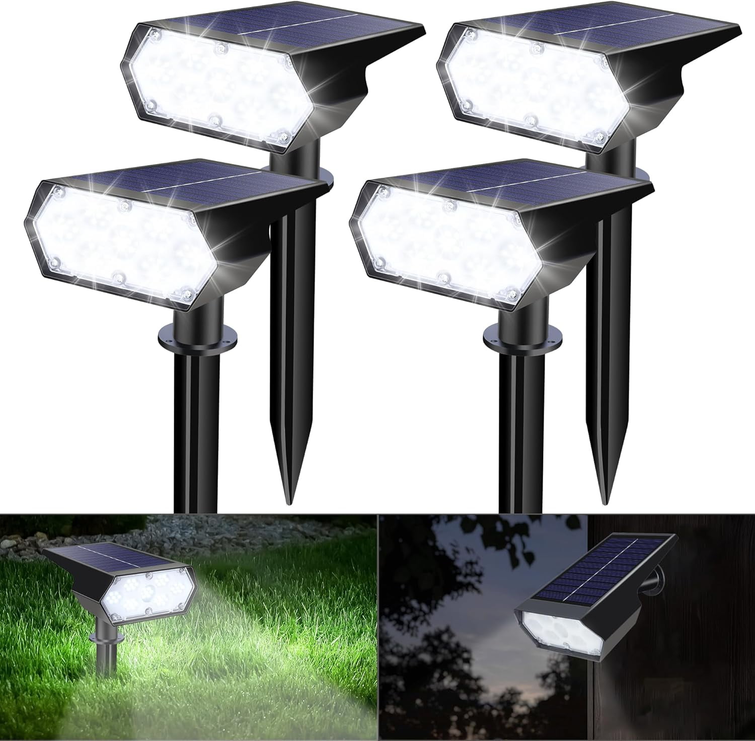 Spot Light Outdoor, 49 LED Lights for Outside, 2 Modes Solar Powered ...