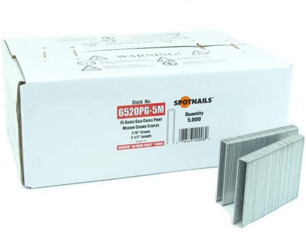 Spot Nails Spot Nails 6516PG-5M 15 Gauge 1/2-inch Crown 2-inch Staples ...