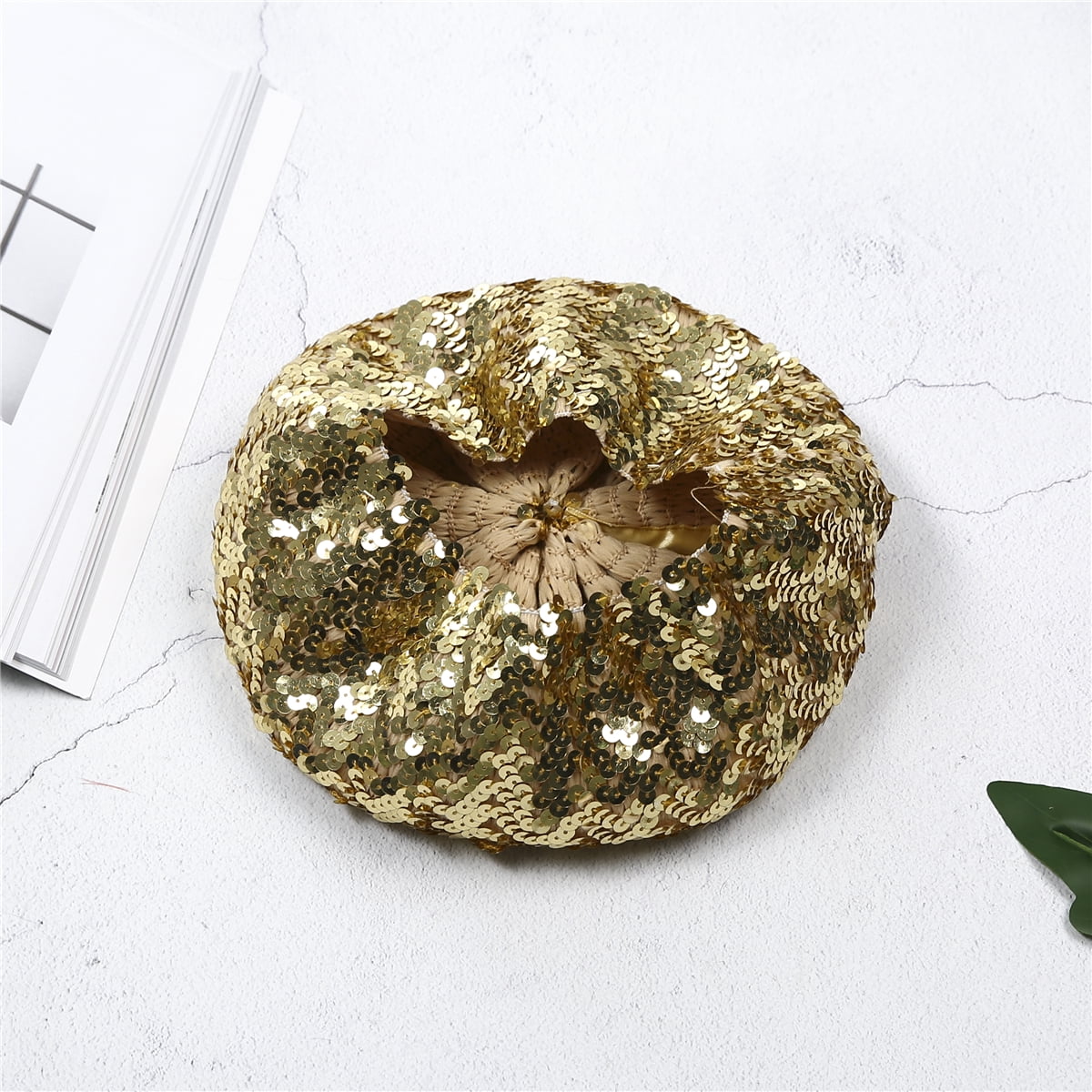 Douhoow Women Sequin Bling Stretch Beanie Metallic Shining French Beret ...