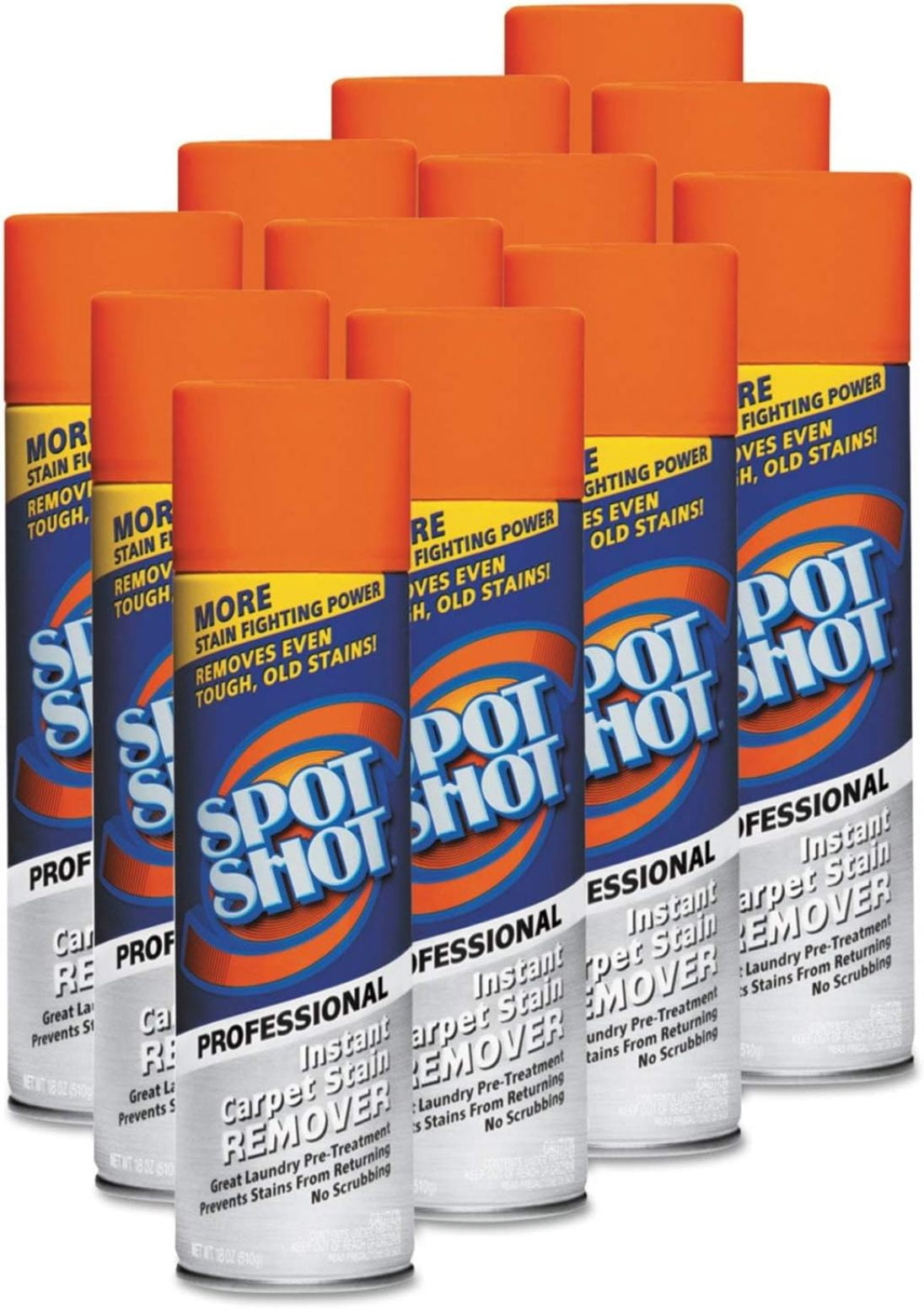 Spot Shot Professional Instant Carpet Stain Remover, 18oz Spray Can, 12 ...