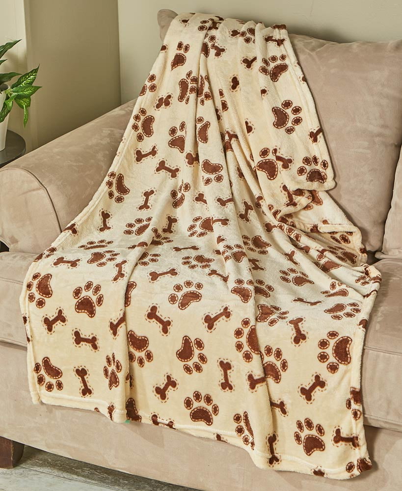 Spot Snuggler Ultra Soft Pet Blanket - Cream Bones and Paws - Walmart.com