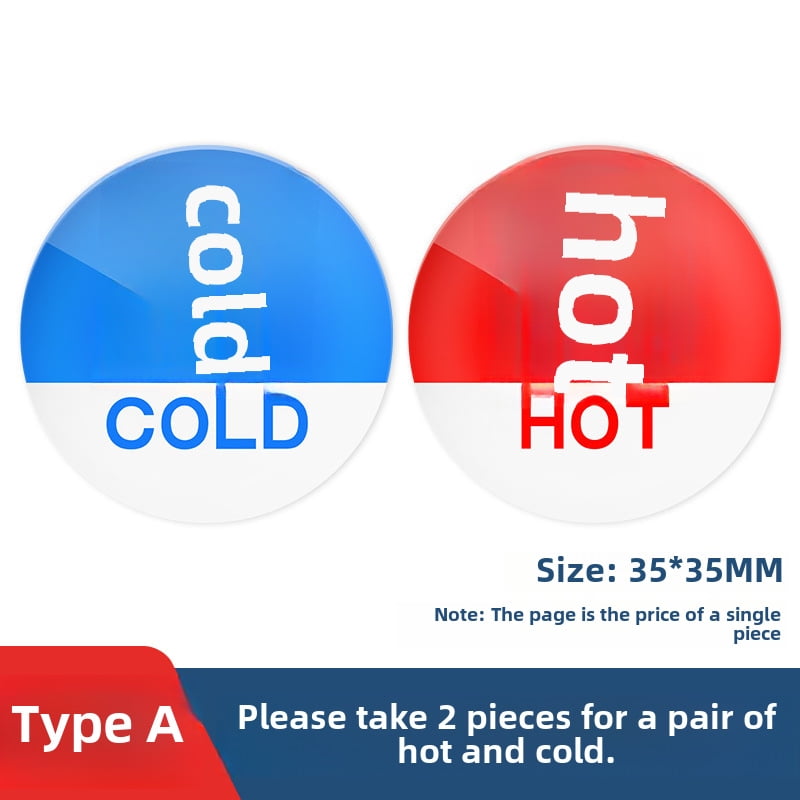 Spot acrylic hot and cold logo sticker for home hotel bathroom faucet ...