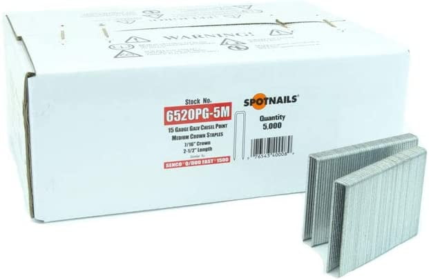 SpotNails 6514PG-5M 1-3/4" Galvanized 15 Ga 7/16" Medium Crown Staples ...