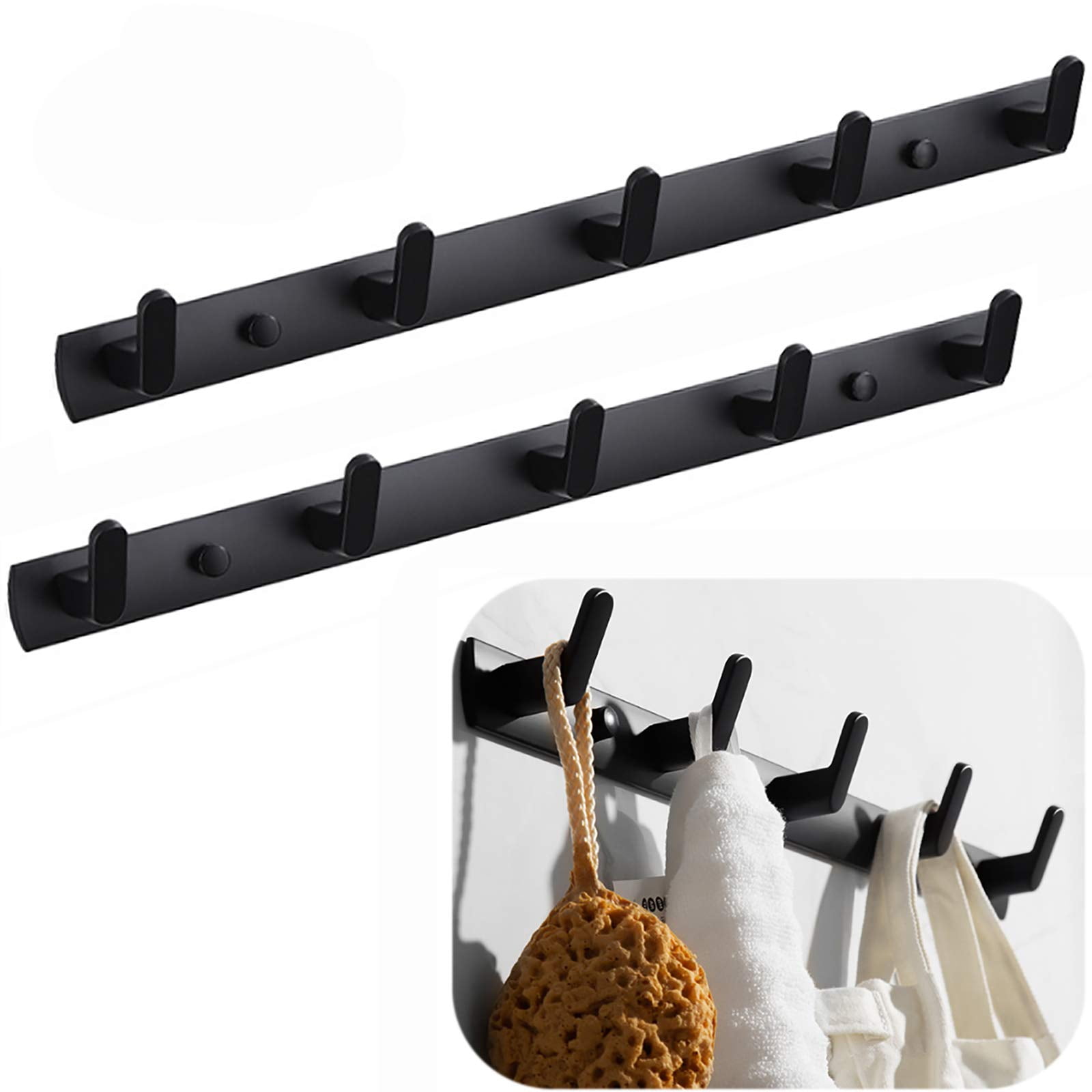 Spotact Wall Mounted Coat Racks with 5 Hooks Hanging Holder Towel Rack ...