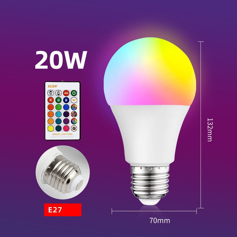 Spotlight Bulb E27 220V RGB LED Light Bulb 5/7/10/15/20/30W IR Remote ...