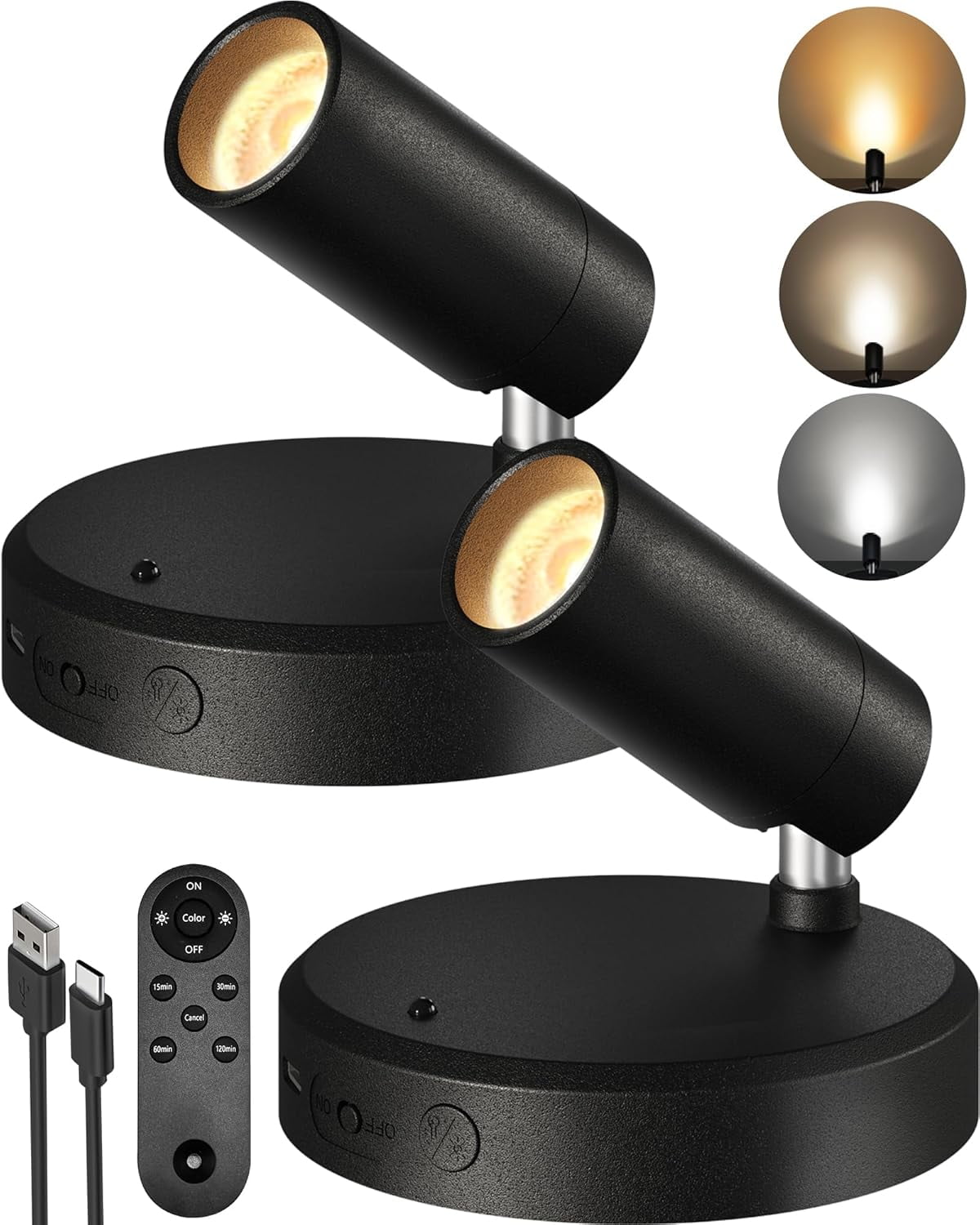 Spotlights Indoor with Remote, 5500mAh Recharable Picture Lights ...
