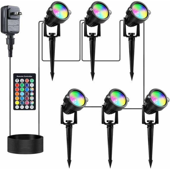 Spotlights Outdoor Colored Yard Spot Lights 12V Memory Timer Landscape ...